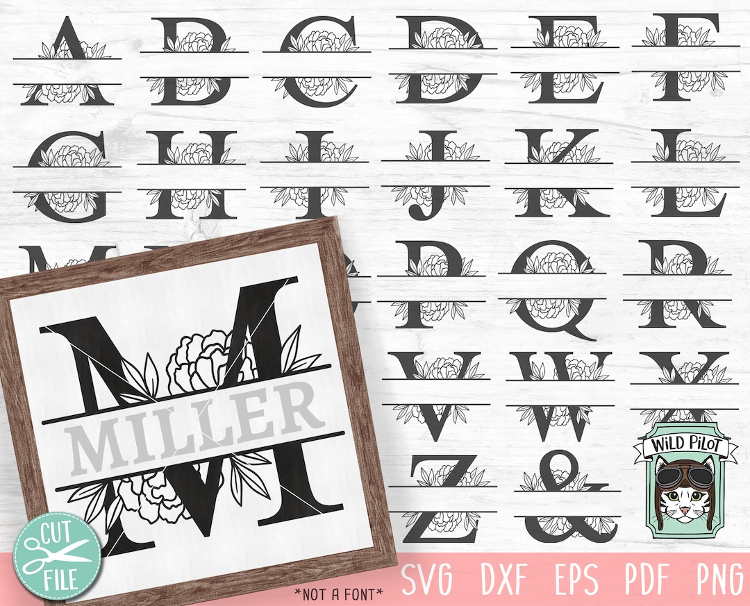 Floral Split Monogram Alphabet SVG, Flower Letters Svg, Flower Split ...