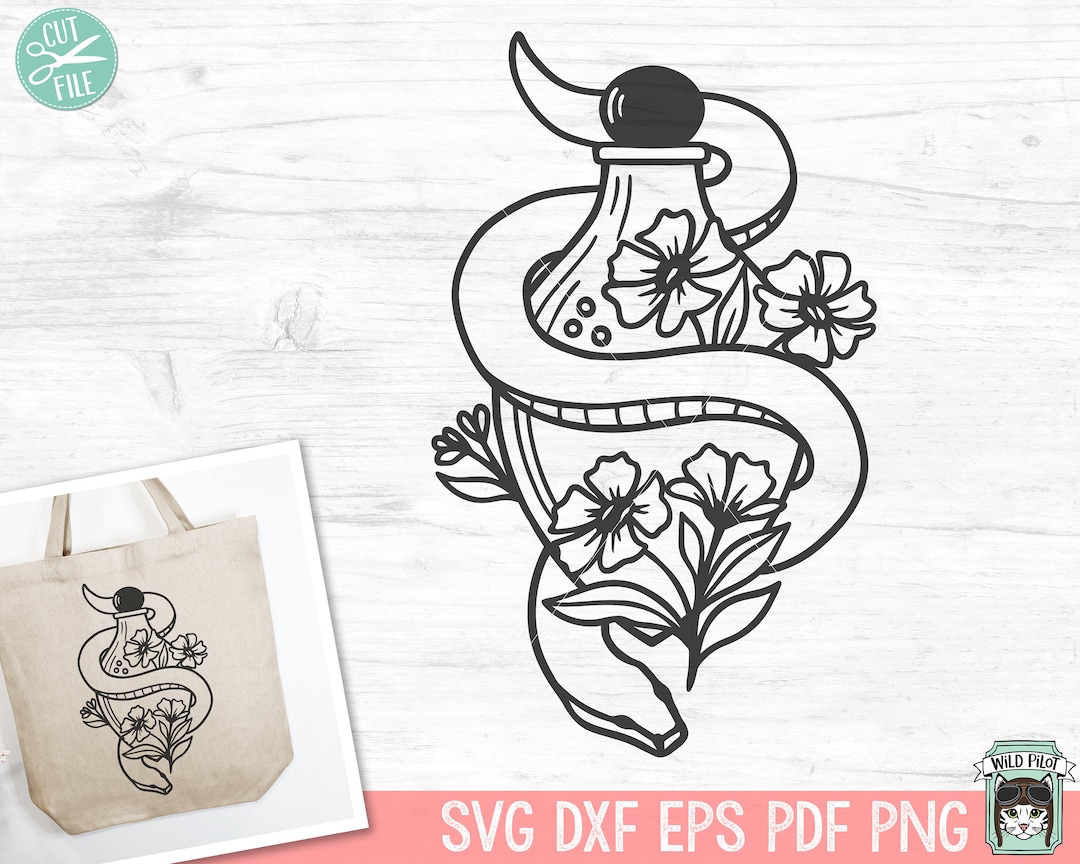 Snake SVG, Potion Bottle SVG, Animal Svg, Floral Potion Bottle Svg ...