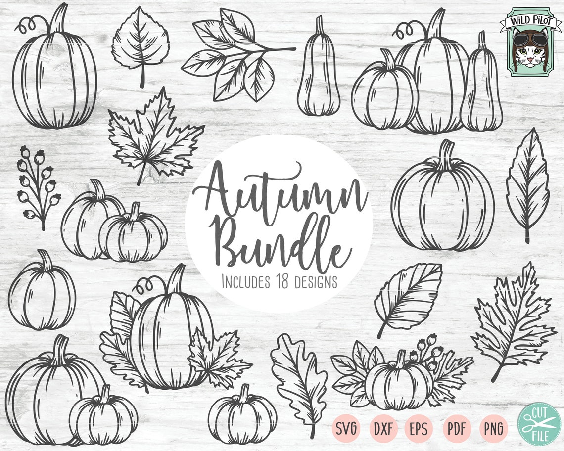 Autumn Bundle SVG, Fall Leaves SVG, Pumpkin SVG, Autumn Svg, Fall Leaf ...