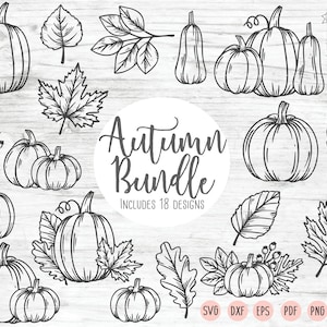Autumn Bundle SVG, Fall Leaves SVG, Pumpkin SVG, Autumn Svg, Fall Leaf ...