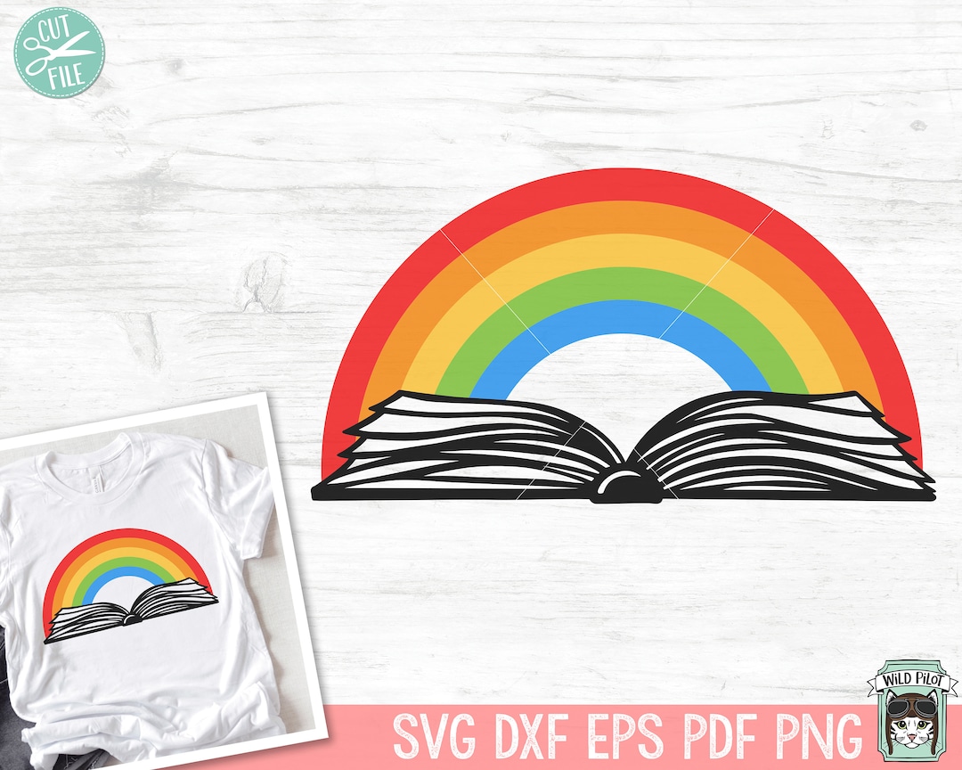 Rainbow SVG, Book SVG, Reading SVG, Book Lover Svg, Librarian Svg ...
