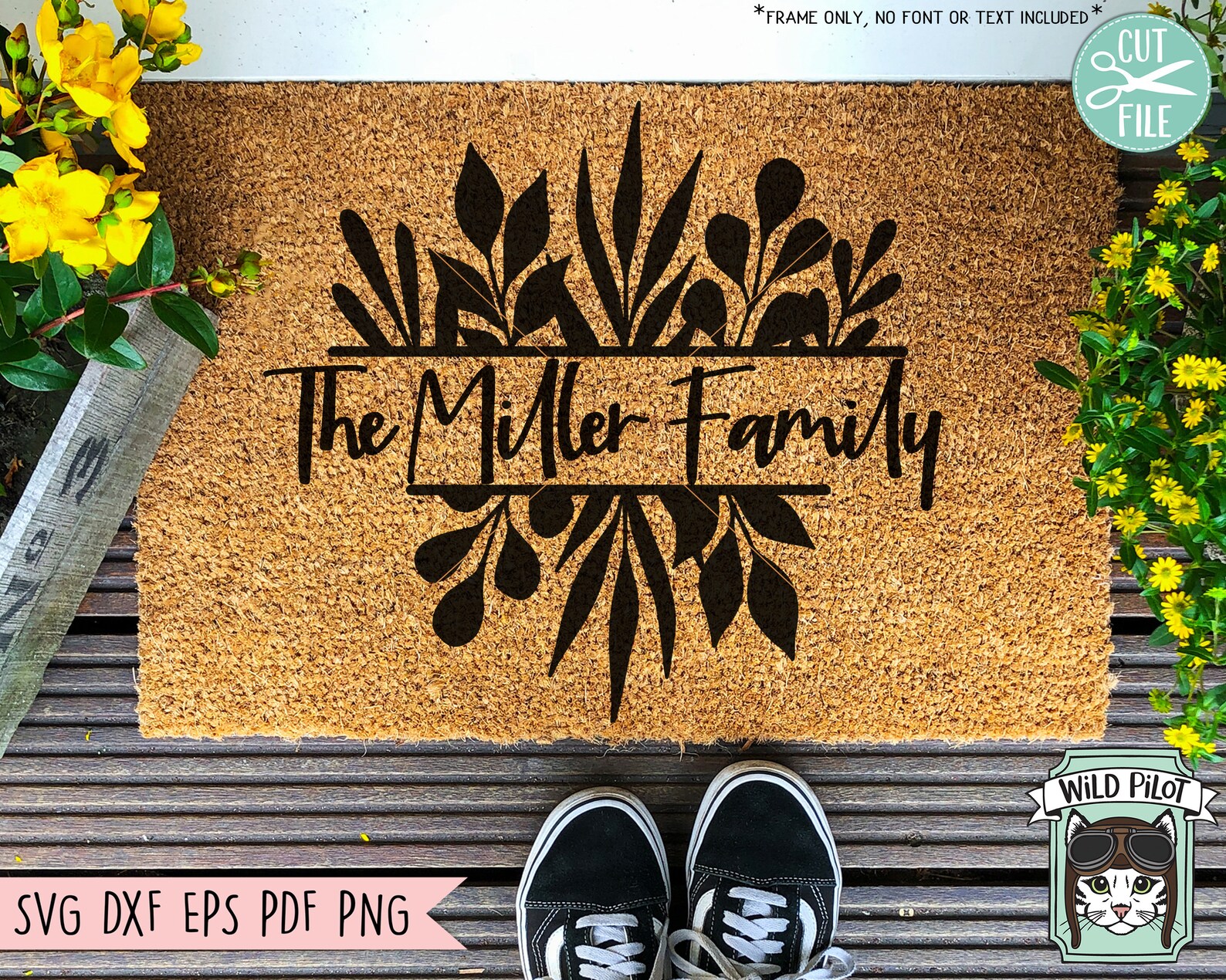 Leaf Border SVG, Leaf Monogram Frame SVG, Split Monogram Frame SVG ...