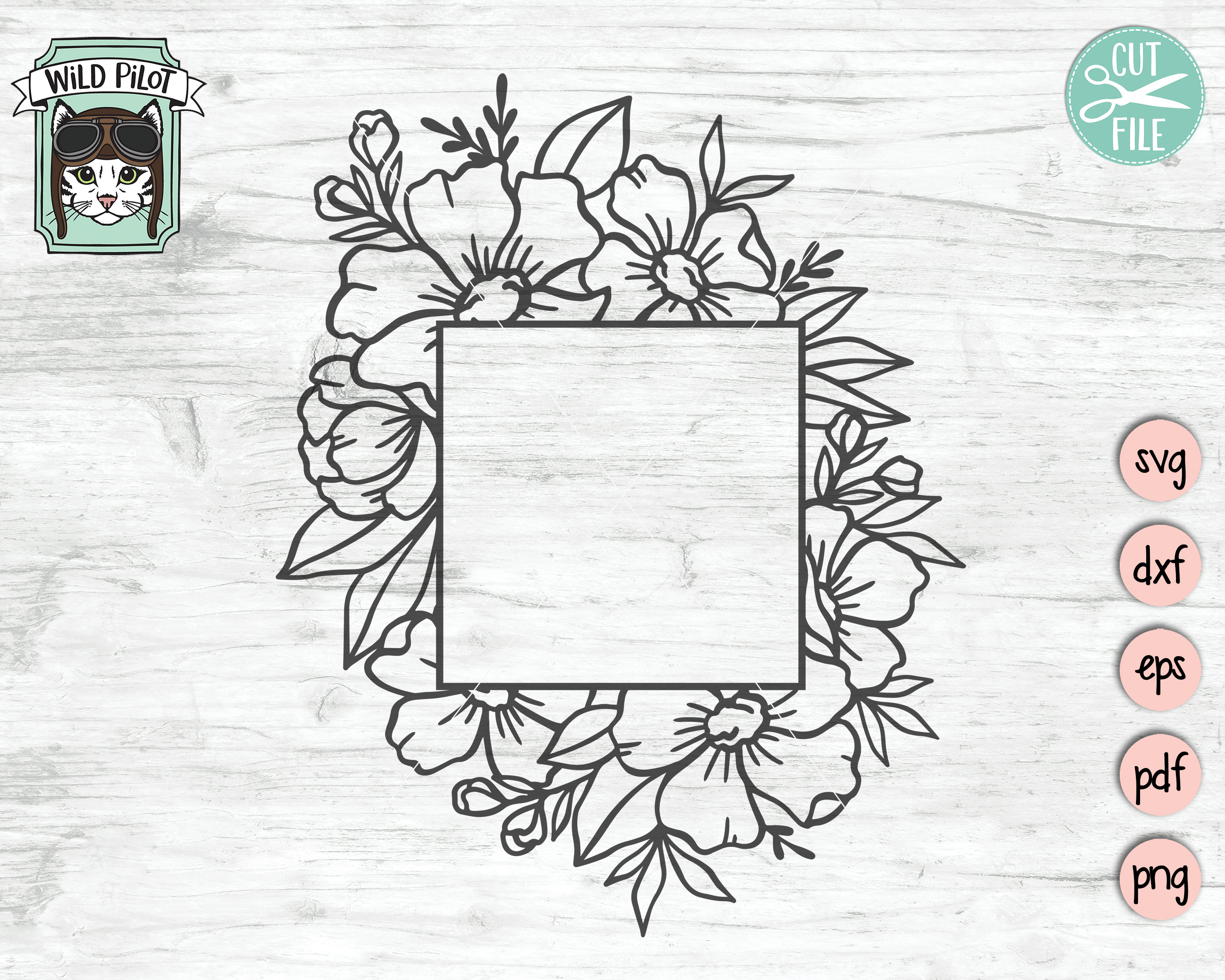 Floral Frame SVG Floral Frame Cut File Square Flower Frame - Etsy Ireland