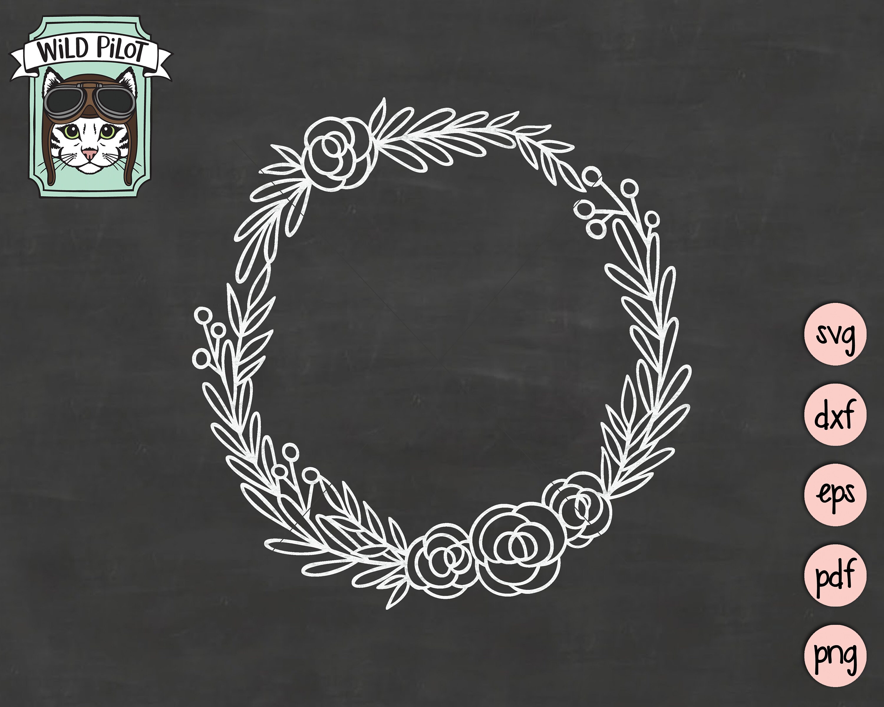 Floral Wreath SVG File Flower Wreath Cut File Wreath Vector | Etsy