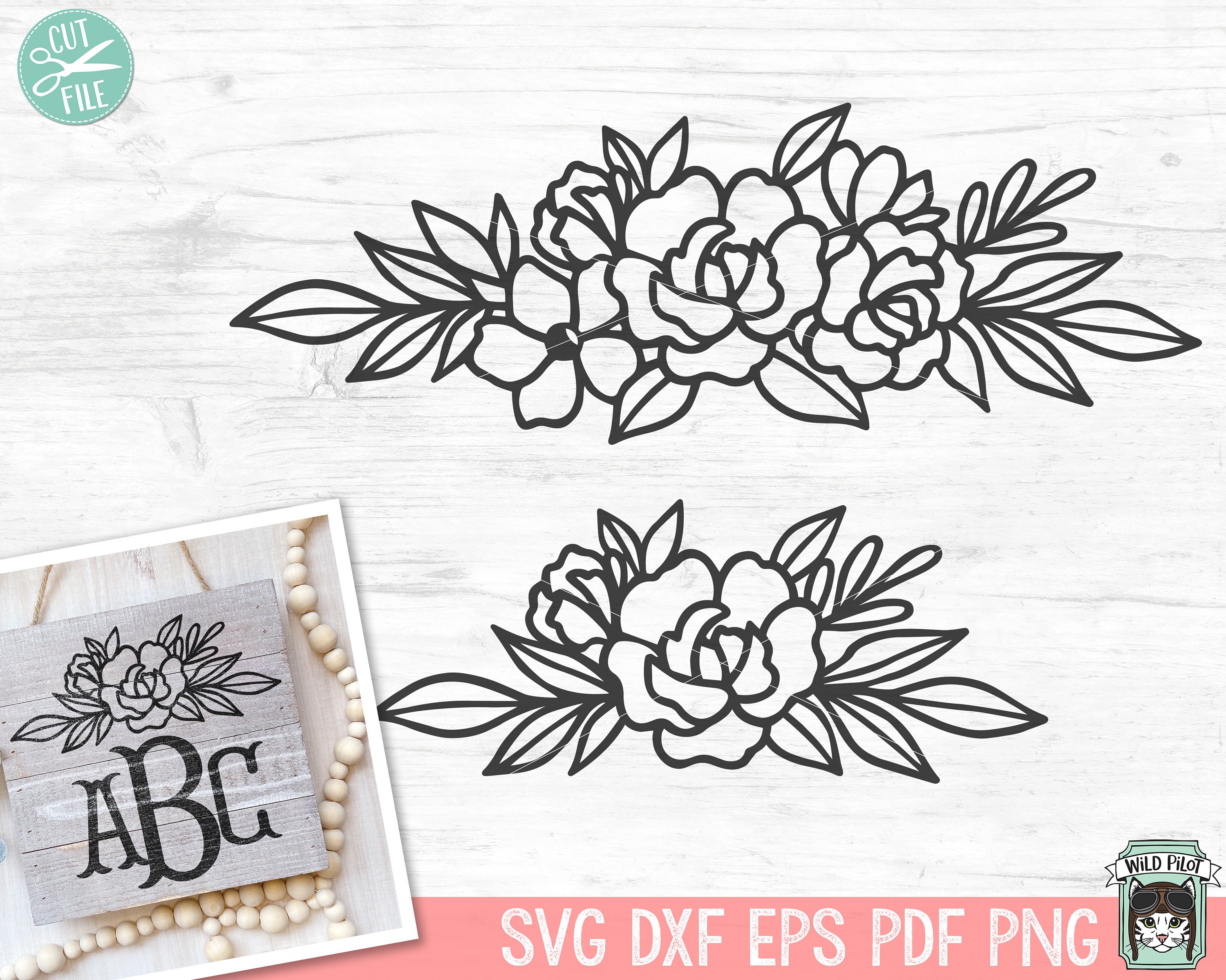 Flowers SVG File, Flower Border SVG, Flower Cut File, Line Divider Svg ...