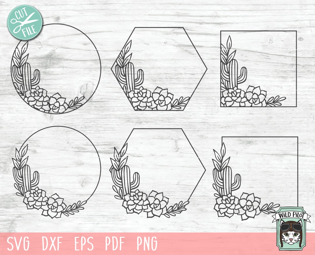 Cactus Frames SVG, Cactus SVG File, Cactus Monogram Svg, Cactus Border ...