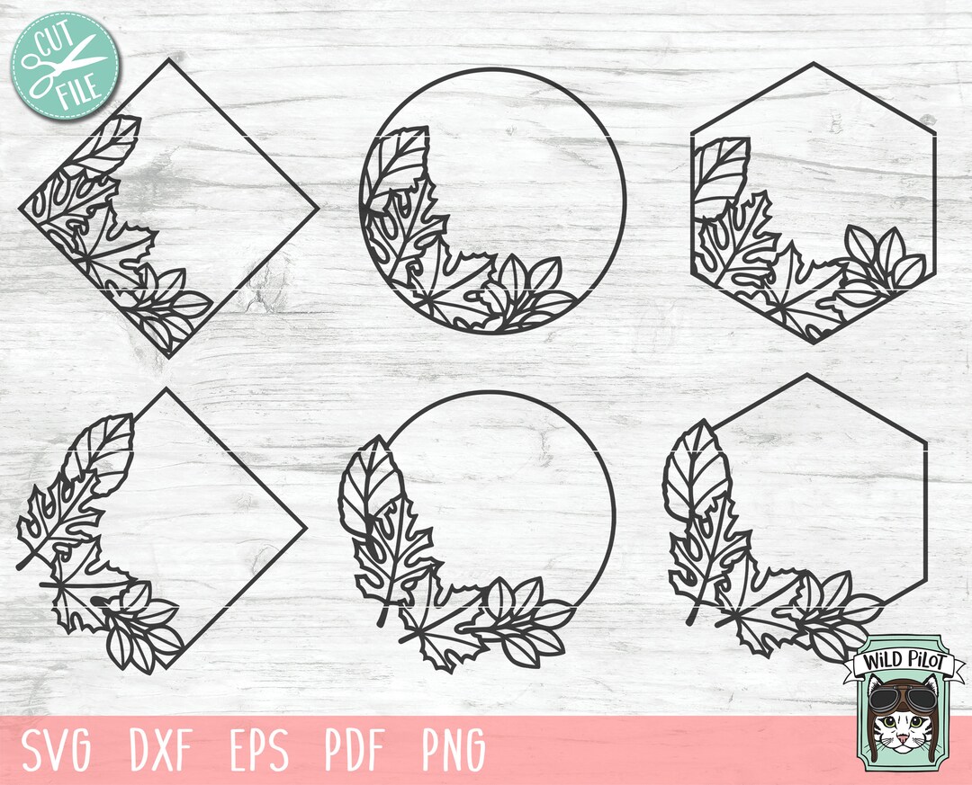 Leaf Monogram Frame SVG, Fall Monogram Frame Cut File, Fall Leaf Frame ...