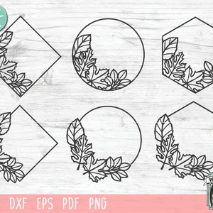 Leaf Monogram Frame SVG, Fall Monogram Frame Cut File, Fall Leaf Frame ...