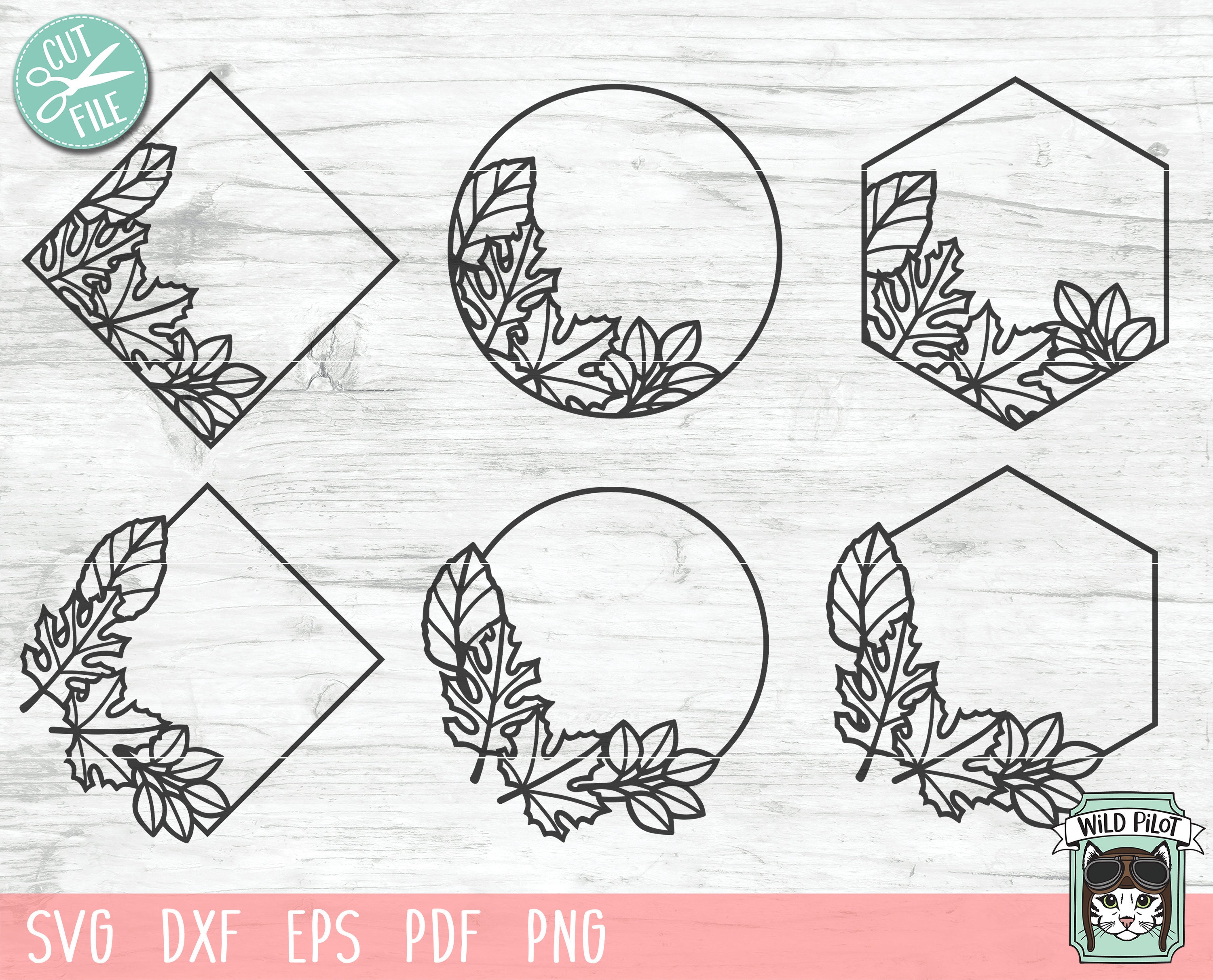 Leaf Monogram Frame SVG Fall Monogram Frame Cut File Fall - Etsy