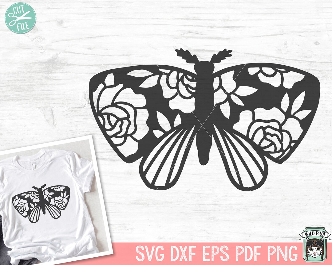 Moth SVG File, Mystical SVG File, Flower Moth SVG, Floral Moth Cut File ...