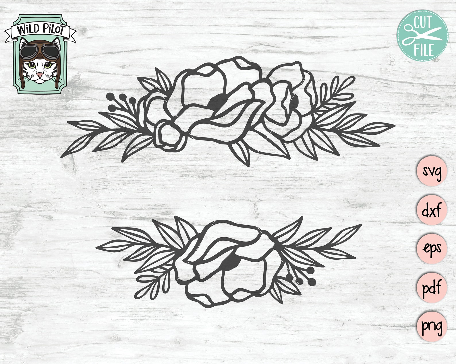 Flower Border SVG, Flower Monogram, Split Monogram, Floral Monogram ...