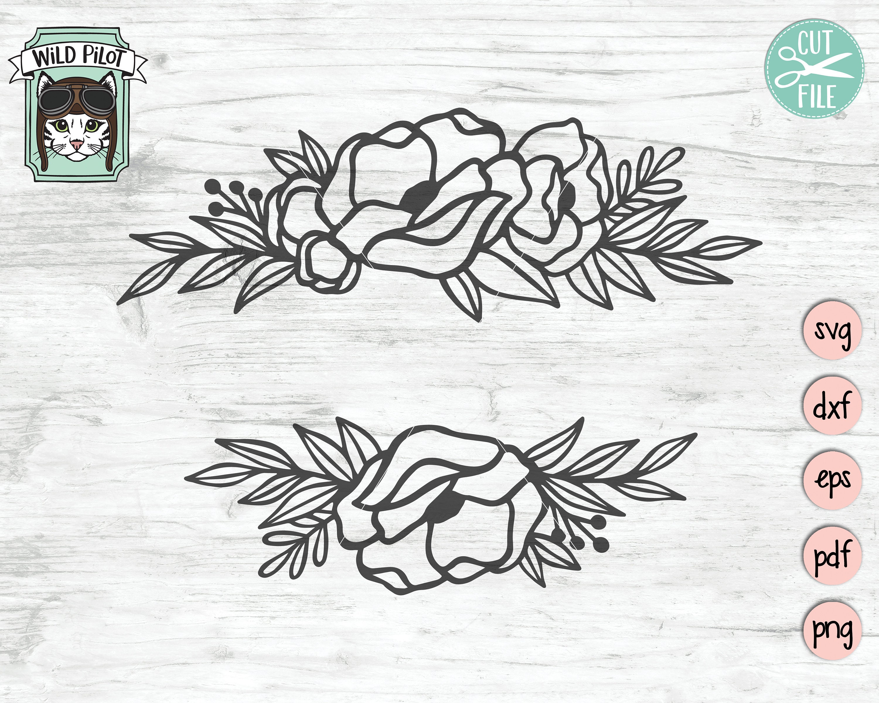 Flower Border SVG, Flower Monogram, Split Monogram, Floral Monogram ...