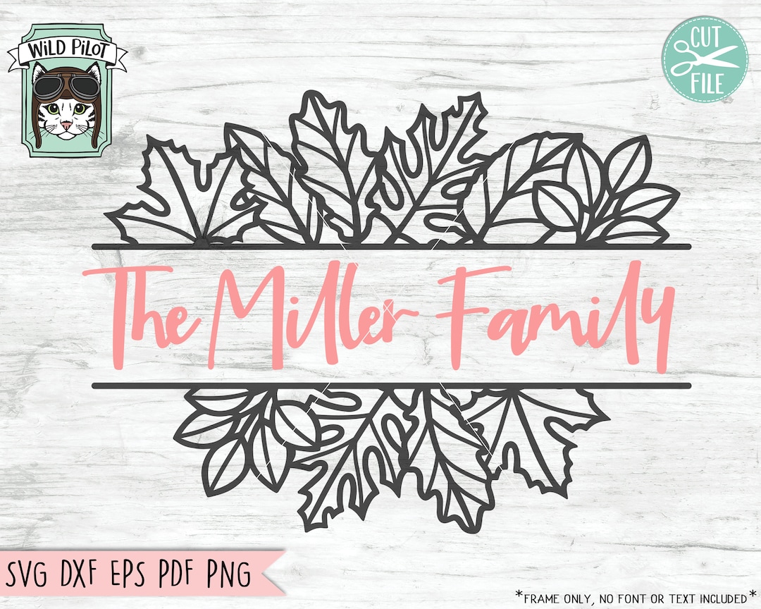 Leaf Border SVG, Leaf Monogram Frame SVG, Split Monogram Frame SVG ...