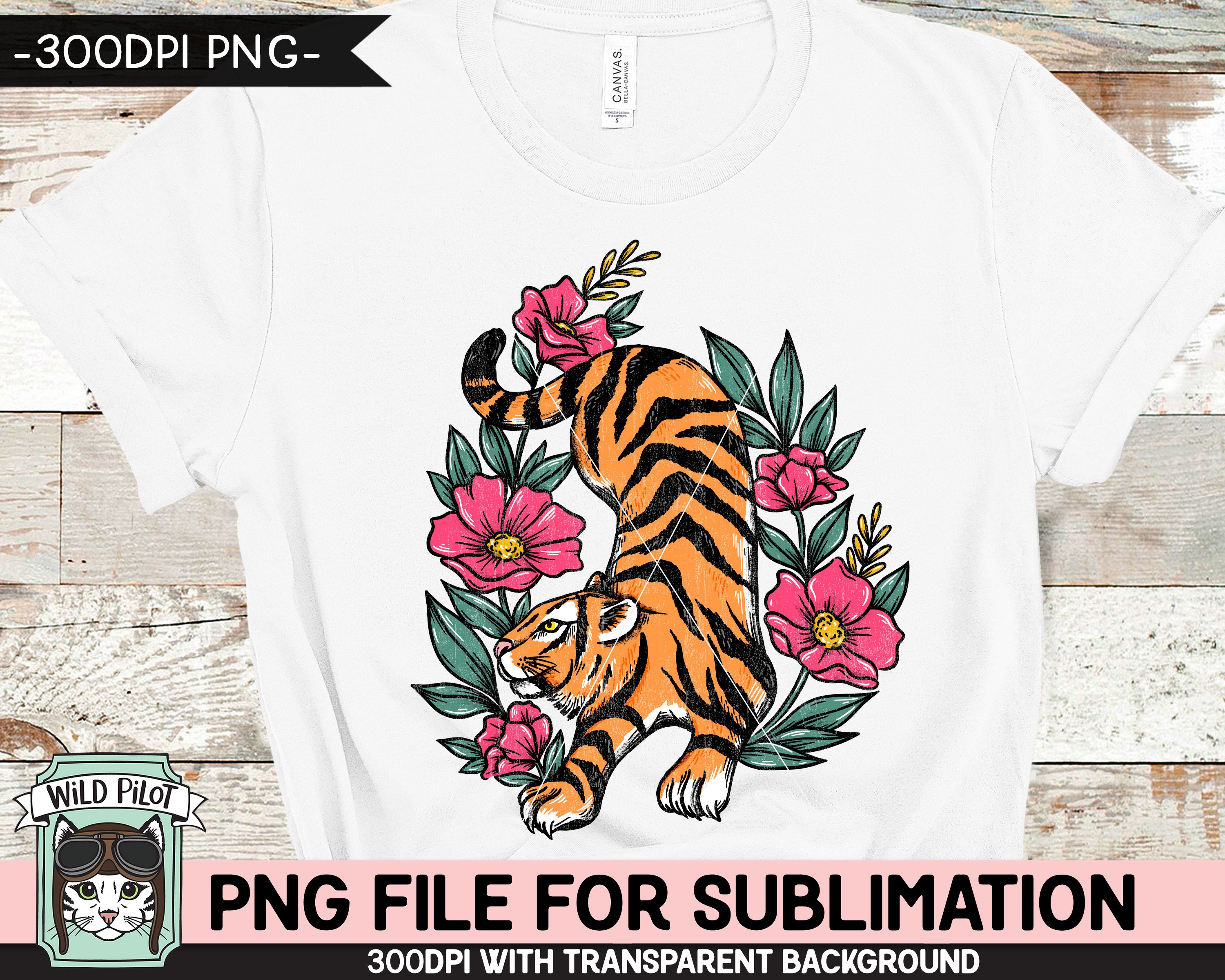 Tiger SUBLIMATION Design PNG Floral Tiger Png File Tiger - Etsy