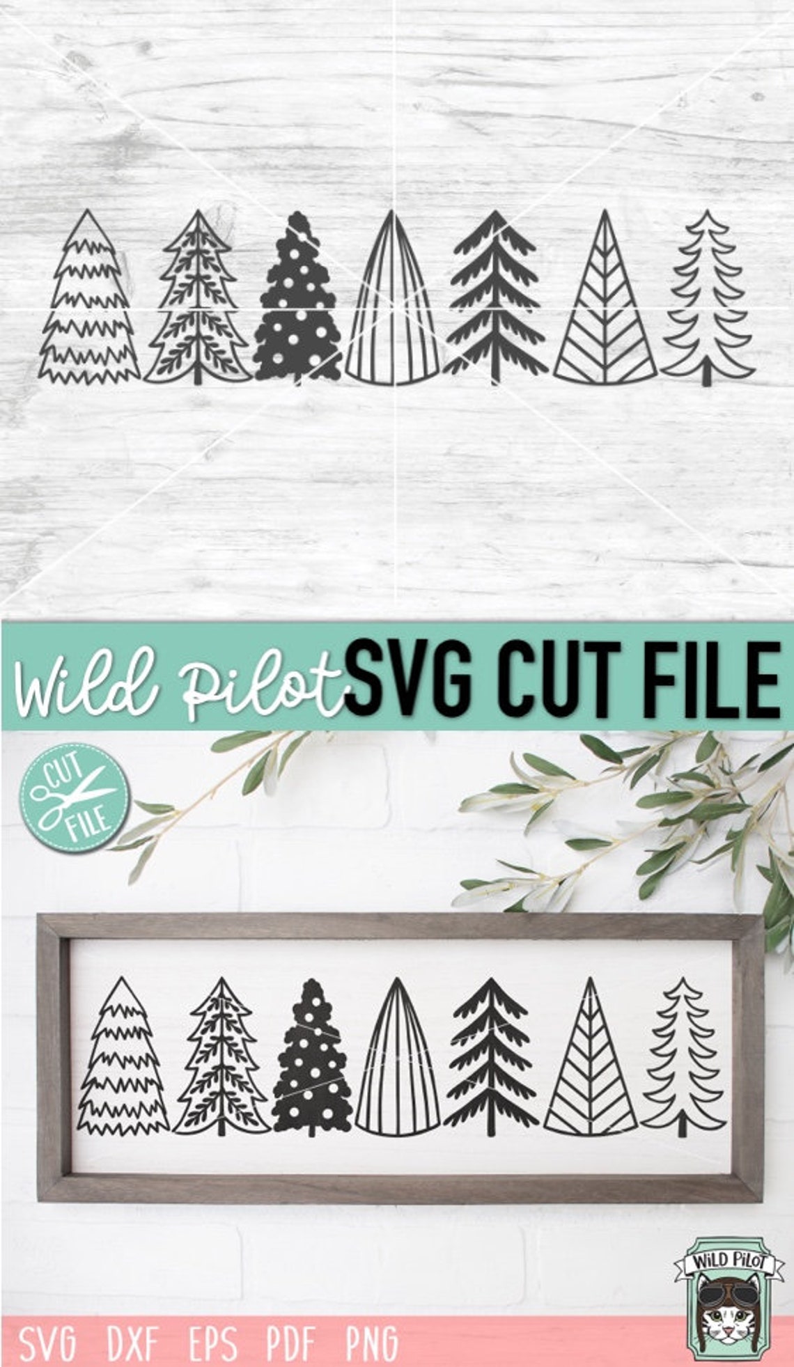 Christmas Trees SVG File Row of Trees SVG File Simple - Etsy