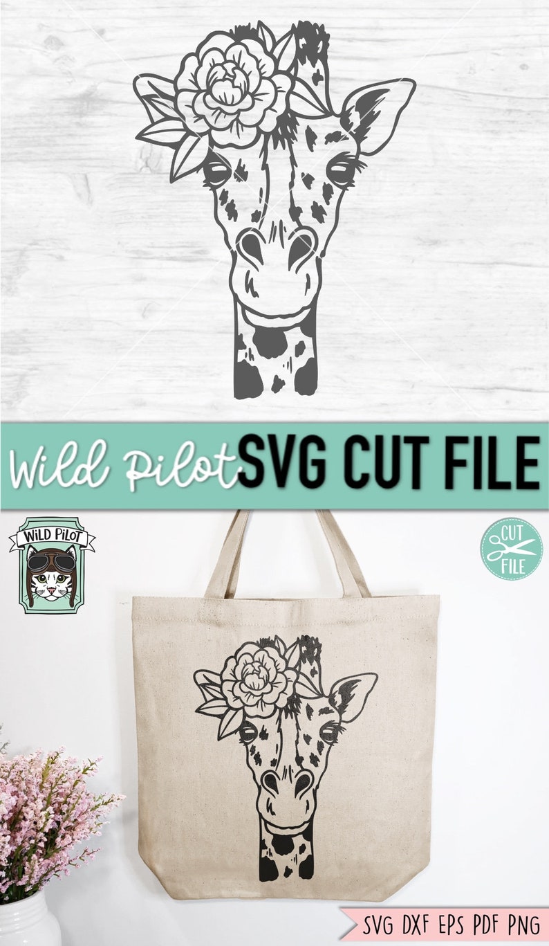 Floral Giraffe SVG File, Giraffe With Flower Crown SVG, Giraffe Cut ...