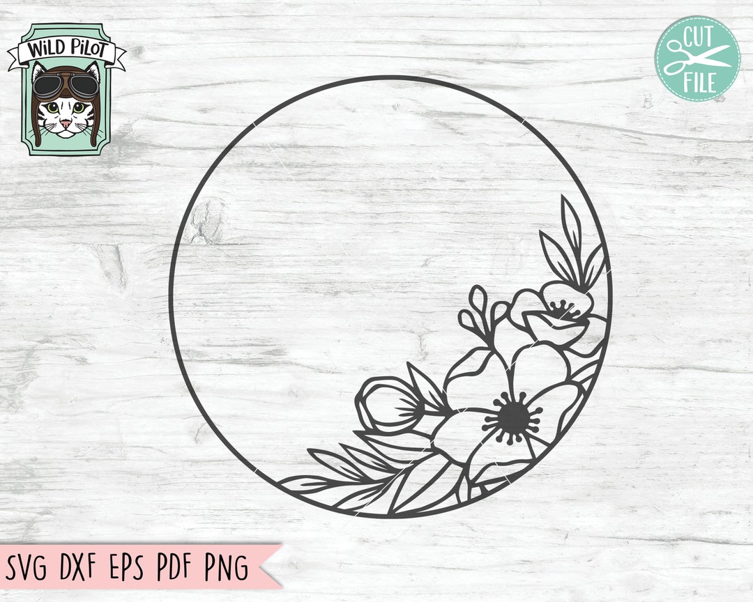 Flower Frame SVG, Wreath SVG File, Flower Wreath Svg, Round Frame Svg ...