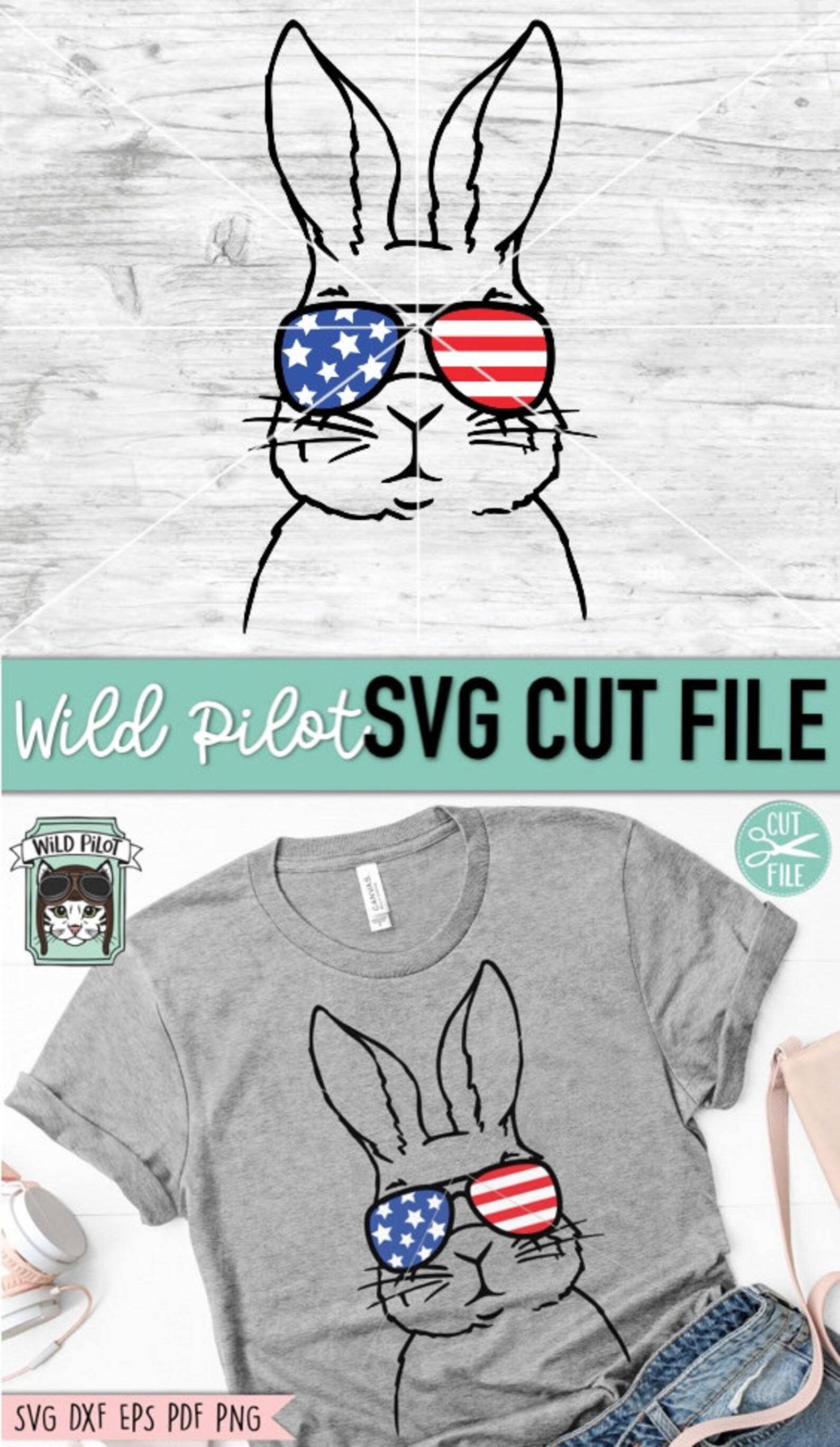 July 4th Bunny SVG Fourth of July Rabbit Svg File Bunny - Etsy