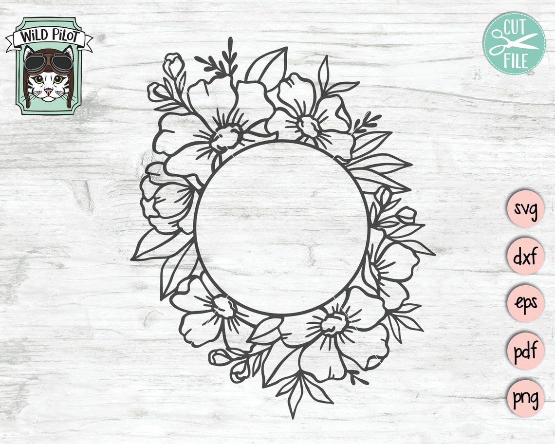 Floral Frame SVG, Floral Frame Cut File, Round Flower Frame, Floral ...