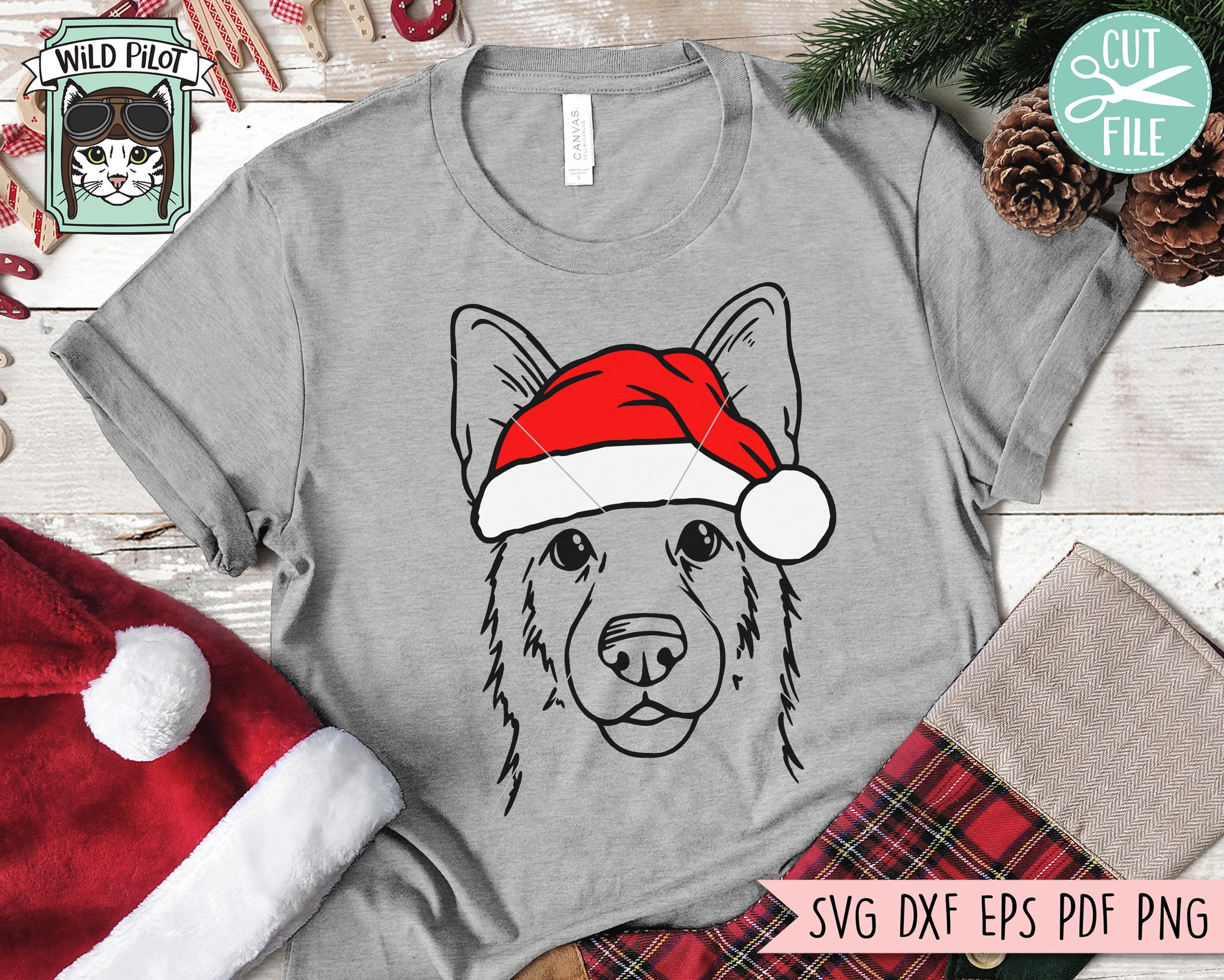 Dog Santa Hat Svg File, Dog With Hat Svg, Christmas Svg File, German ...