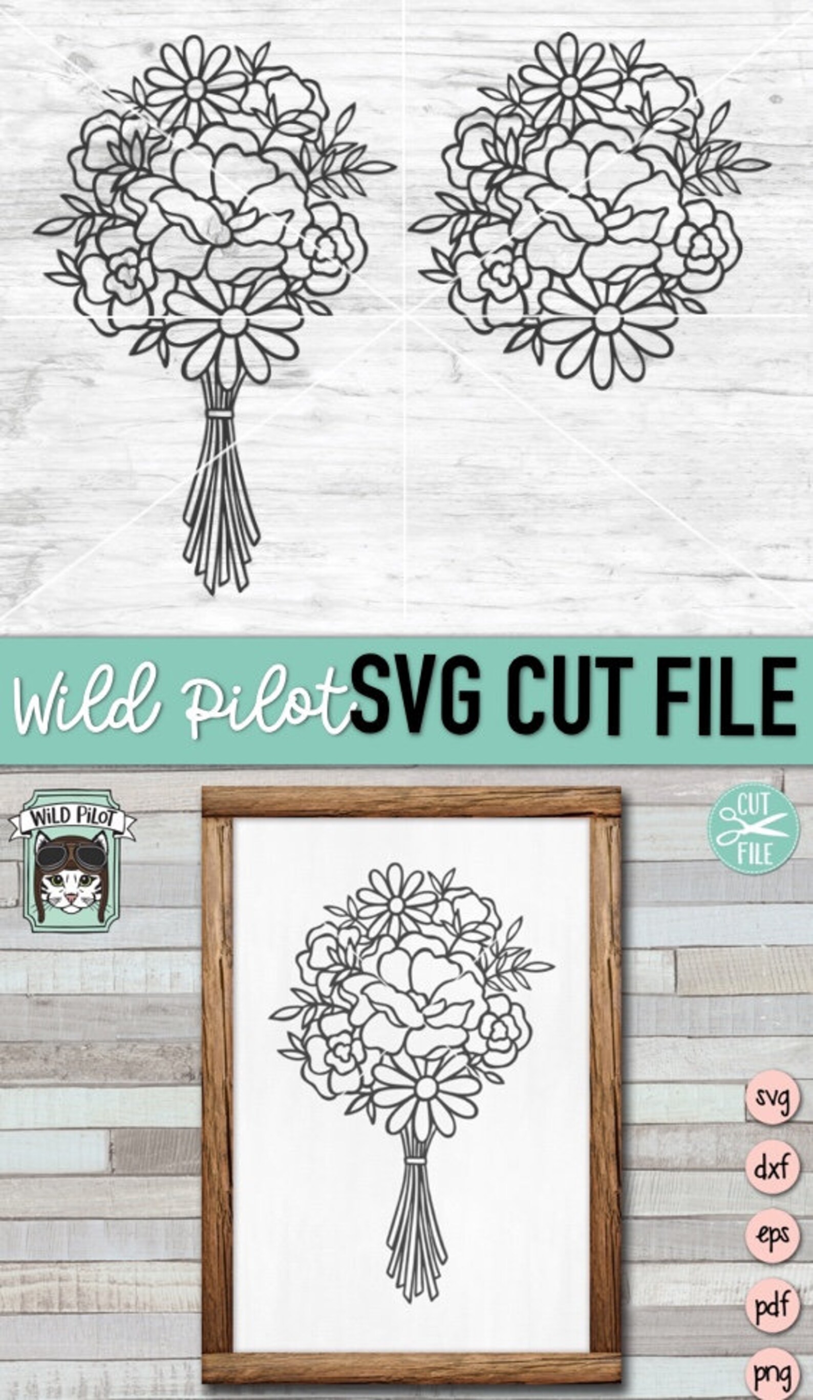 Flower SVG Files, Bouquet SVG Cut File, Bouquet of Flowers SVG, Flower ...