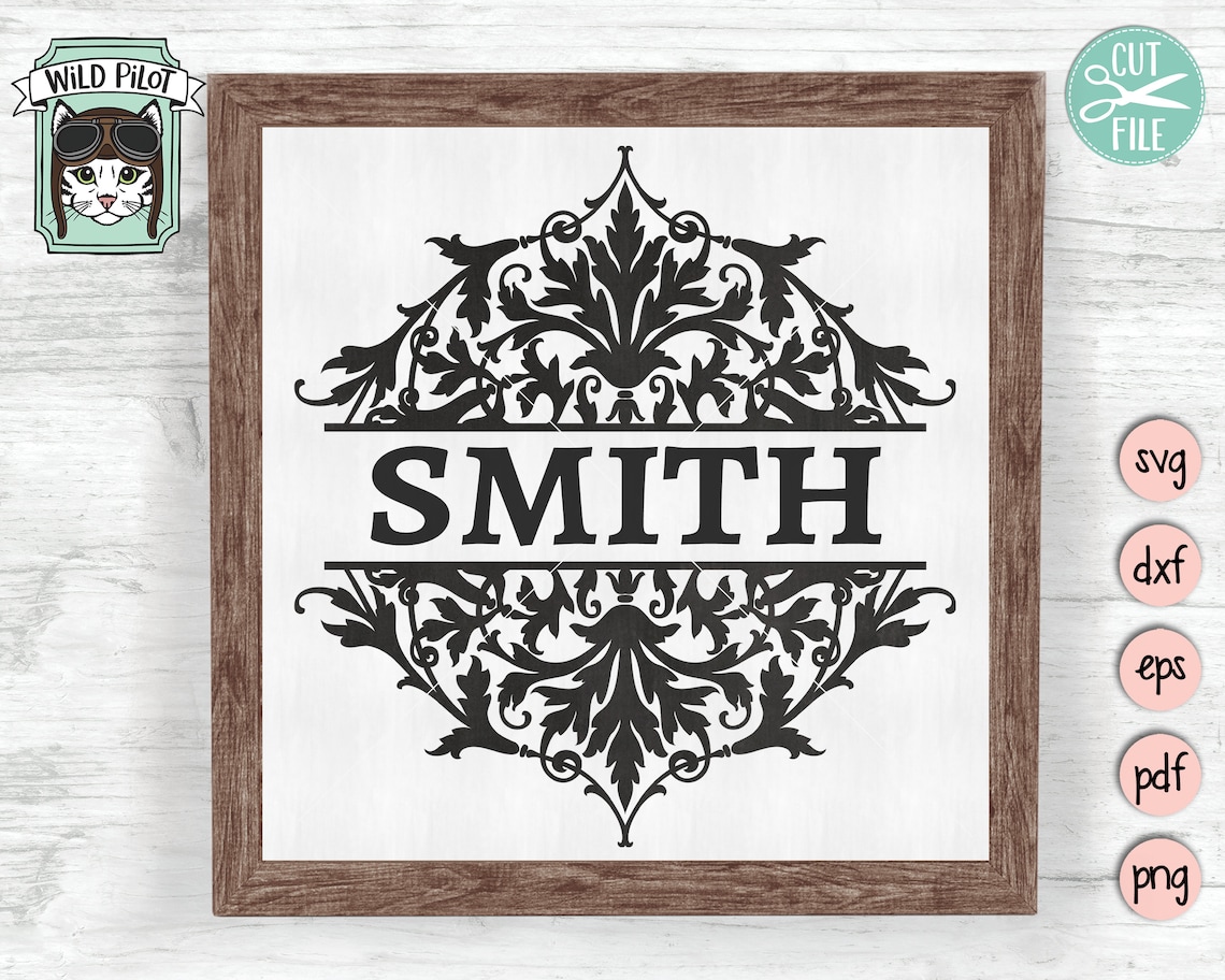 Monogram Frame SVG Split Scroll Monogram Frame SVG Cricut - Etsy