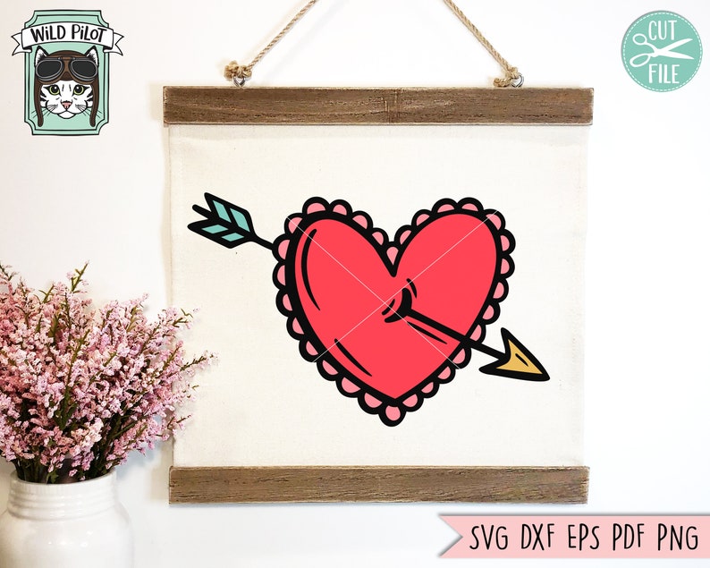 Valentines Day SVG File, Heart With Arrow SVG File, Cupid Heart Svg ...