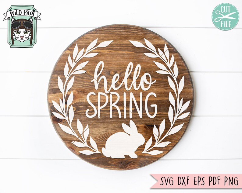 Hello Spring SVG File, Spring SVG File, Rabbit Silhouette, Hello Spring ...