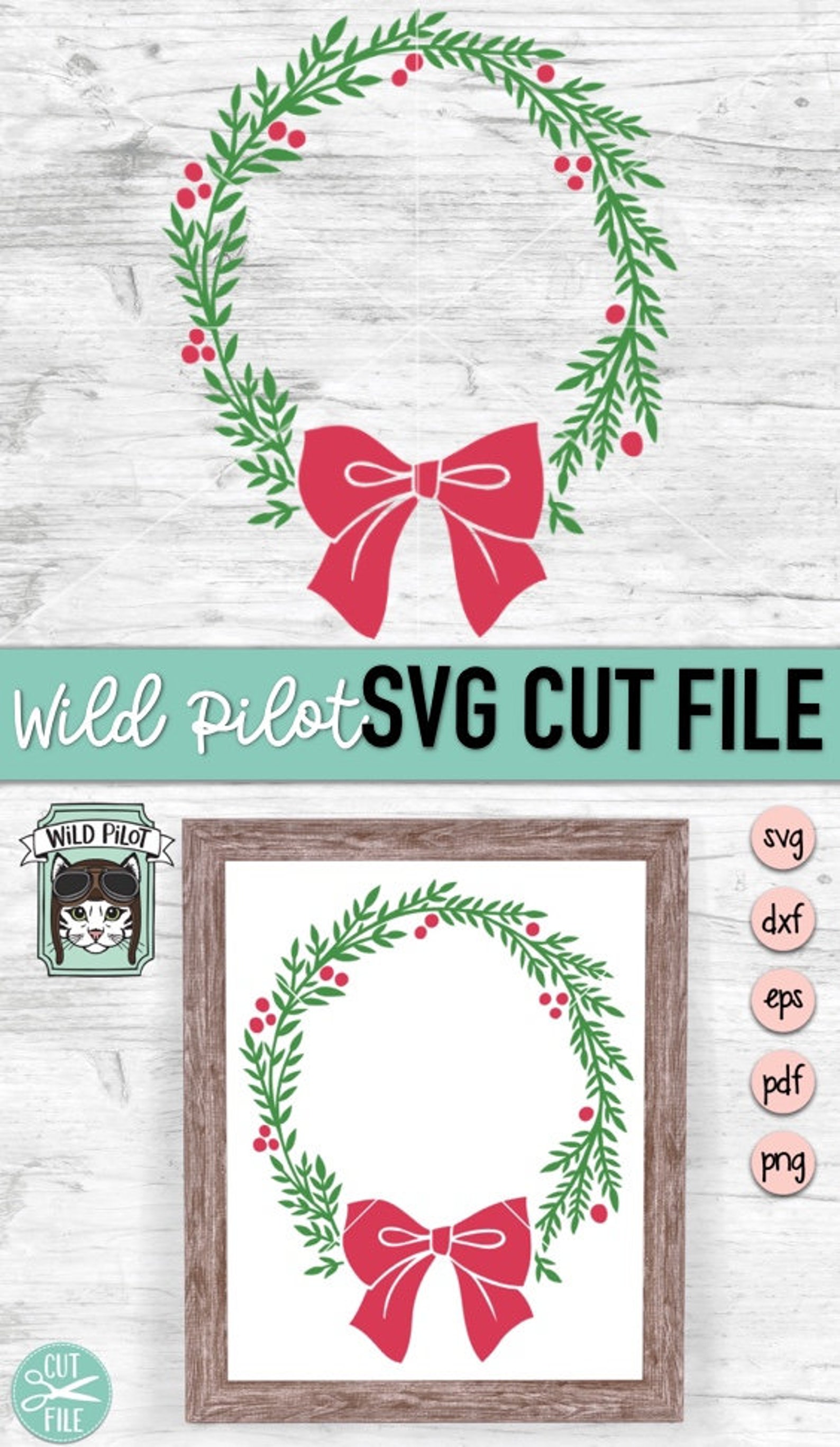 Christmas Wreath Svg File, Christmas Svg, Christmas Wreath Cut File ...