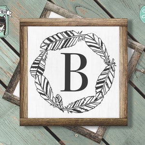 Feathers SVG File, Feather Wreath, Feather Cut File, Feather Monogram ...