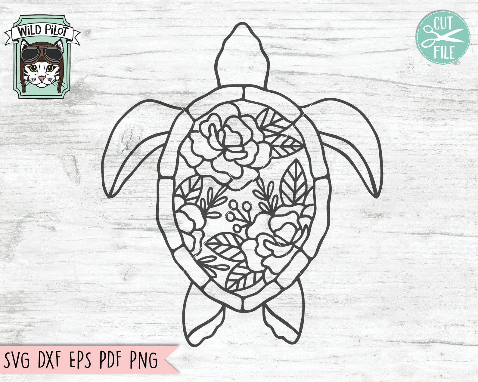 Turtle SVG File Floral Turtle Svg File Turtle Cut File - Etsy