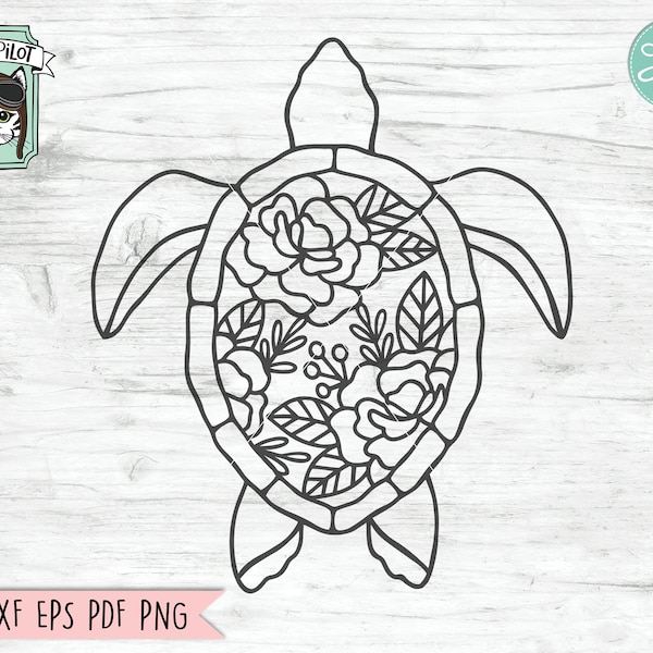 Floral Turtle Svg - Etsy