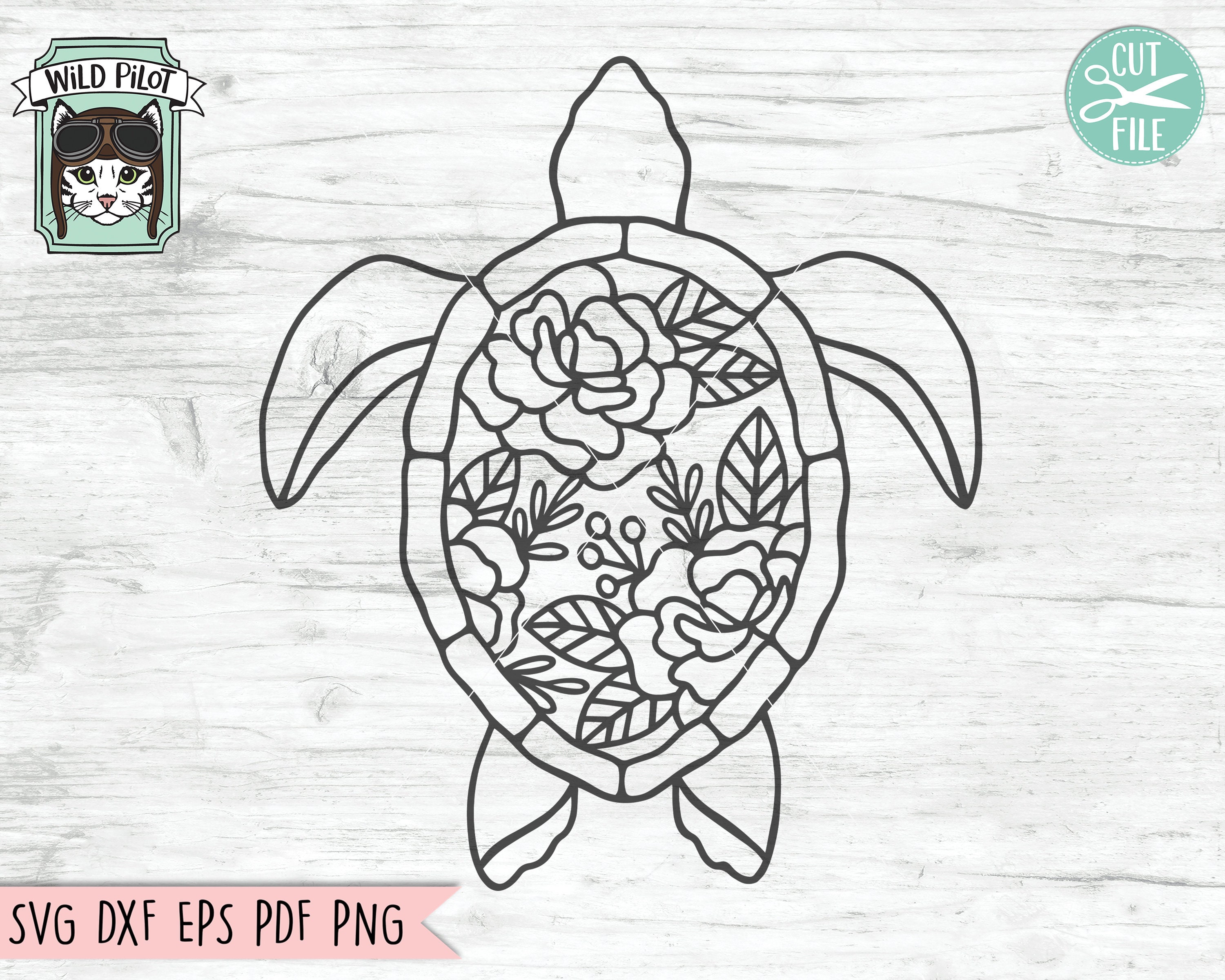Turtle SVG File, Floral Turtle Svg File, Turtle Cut File, Flower Turtle ...