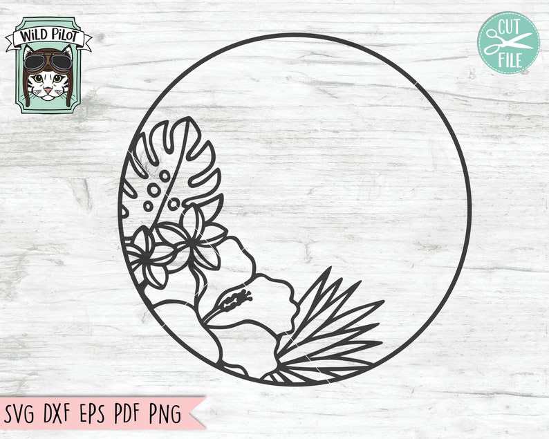 Flower Frame SVG Hibiscus Round Sign Svg Flower Wreath Svg - Etsy