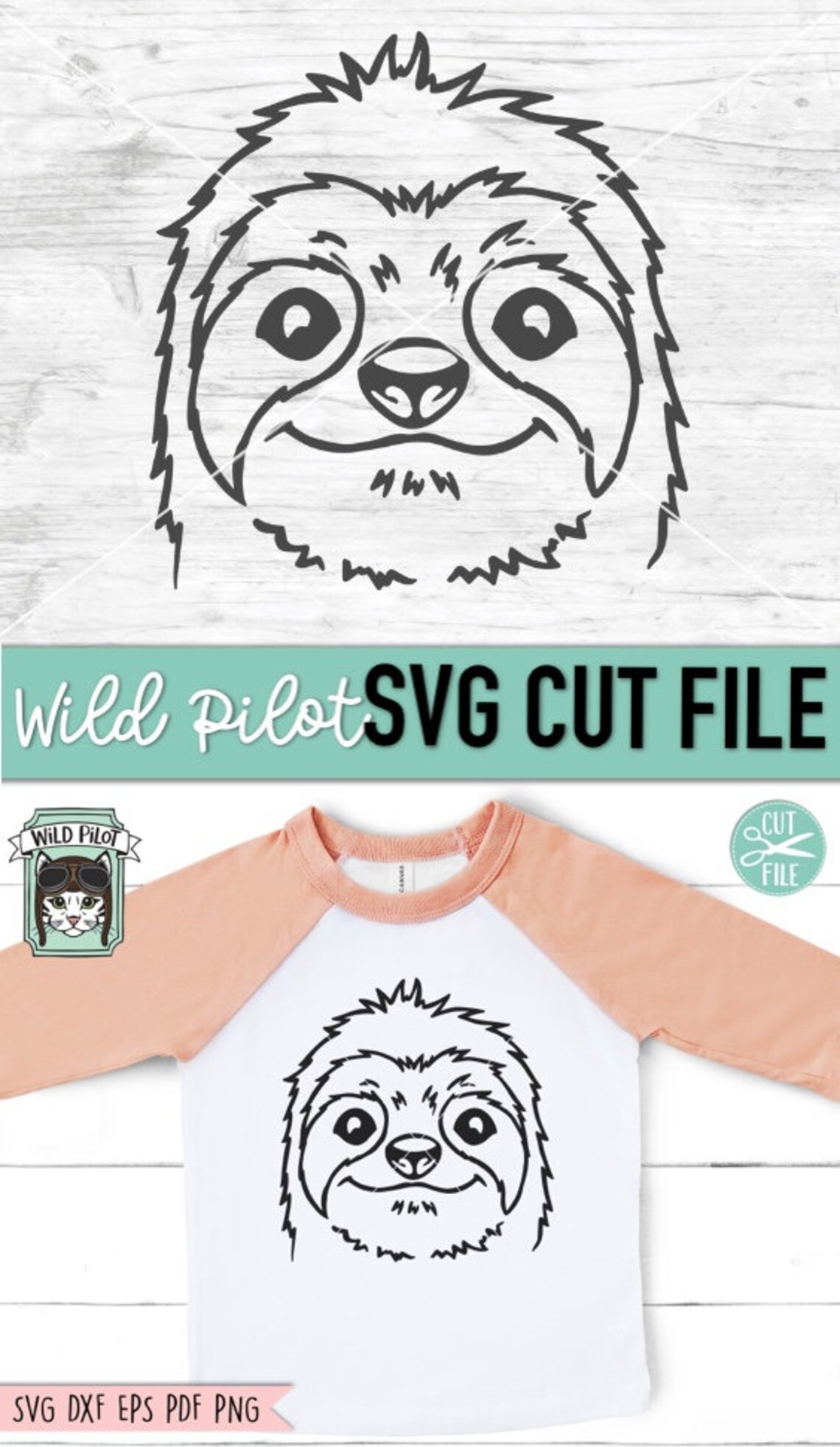Sloth Svg File Sloth Cut File Animal Face Cute Sloth Svg - Etsy