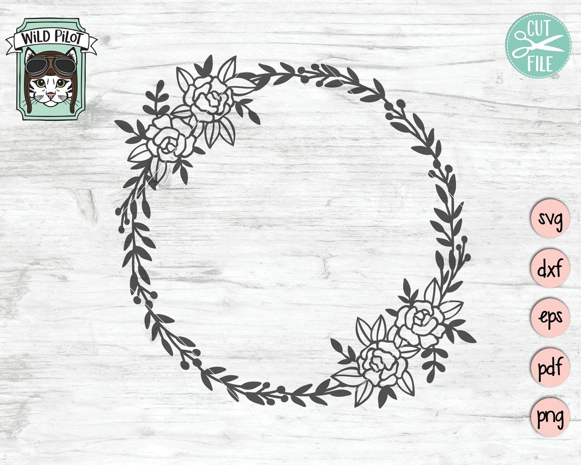 Wreath SVG File Flower Wreath Cut File Wreath Vector Floral - Etsy