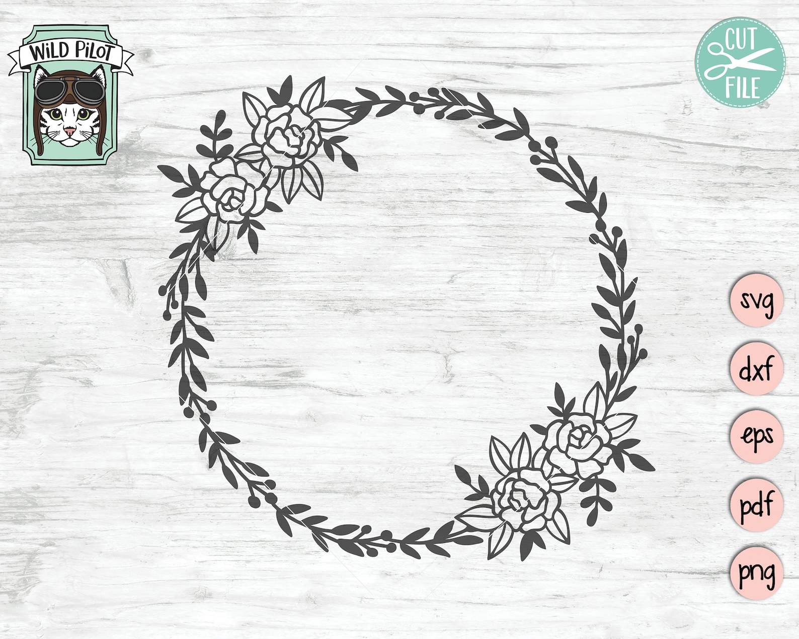 Wreath SVG File Flower Wreath Cut File Wreath Vector Floral - Etsy