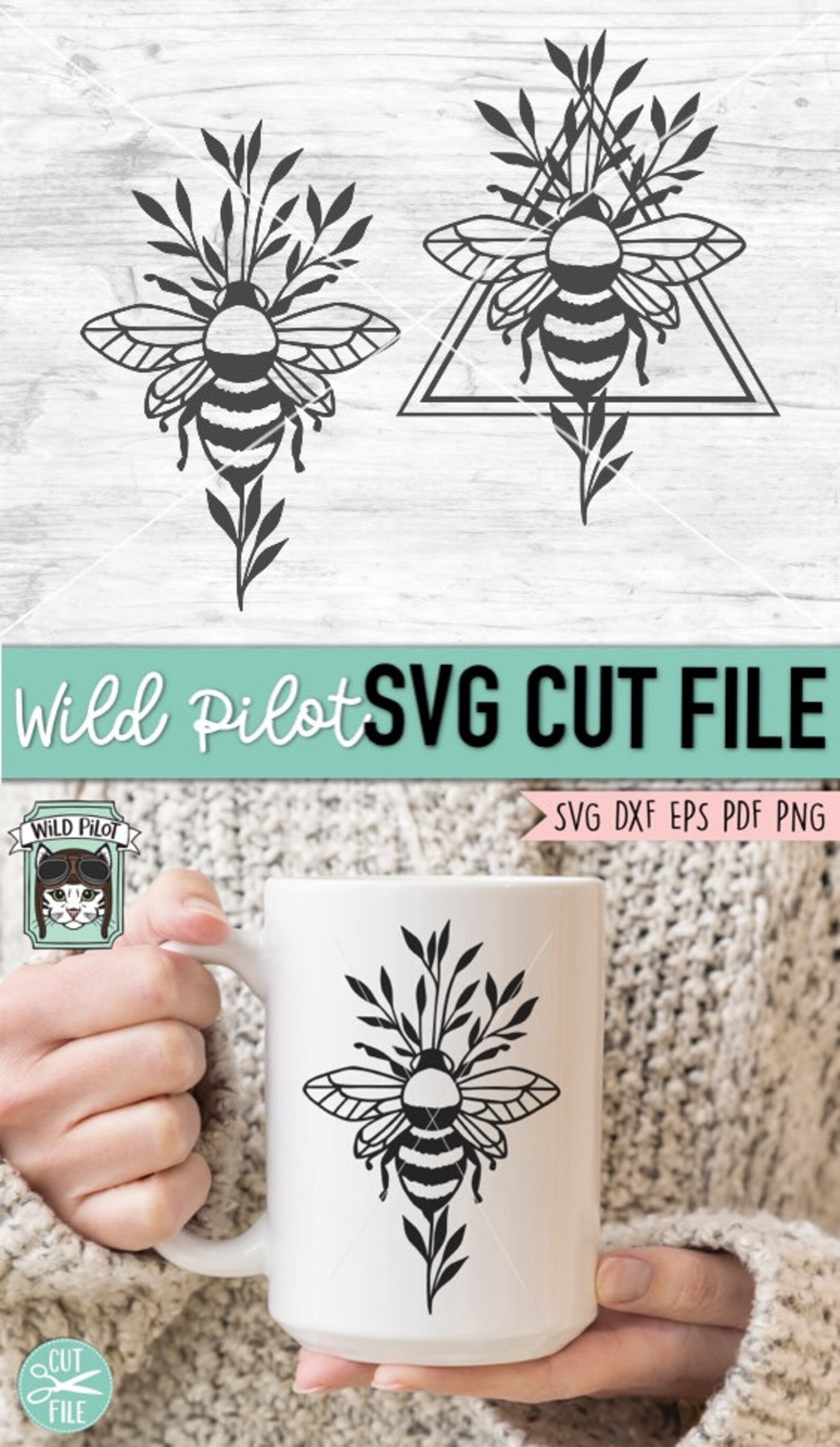 Bee SVG Cut File Bee Laurel Leaves SVG Honey Bee SVG Bumble - Etsy