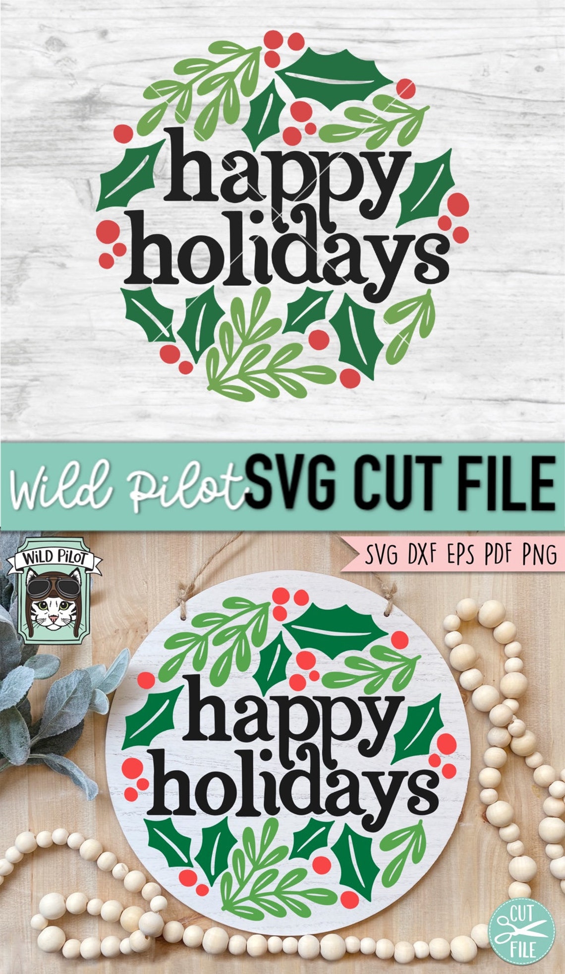 Happy Holidays Sign SVG File, Happy Holidays Cut File, Christmas Decor ...