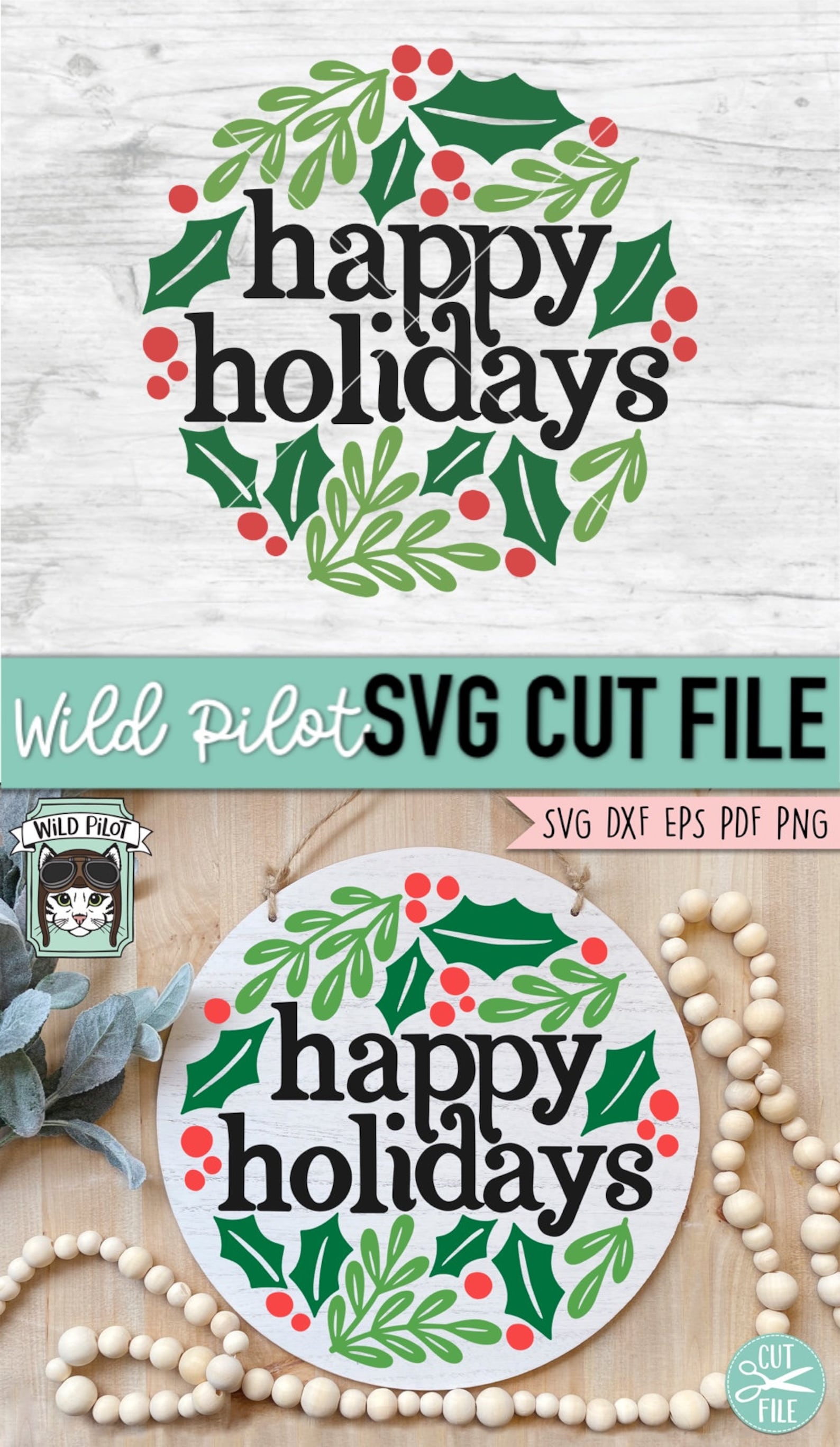 Happy Holidays Sign SVG File, Happy Holidays Cut File, Christmas Decor ...
