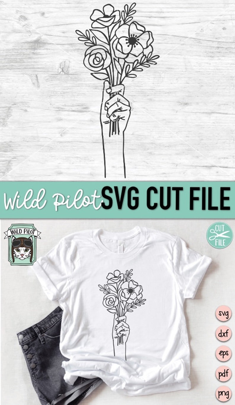 Hand Holding Flowers Svg File, Hand Holding Bouquet Cut File, Flower ...