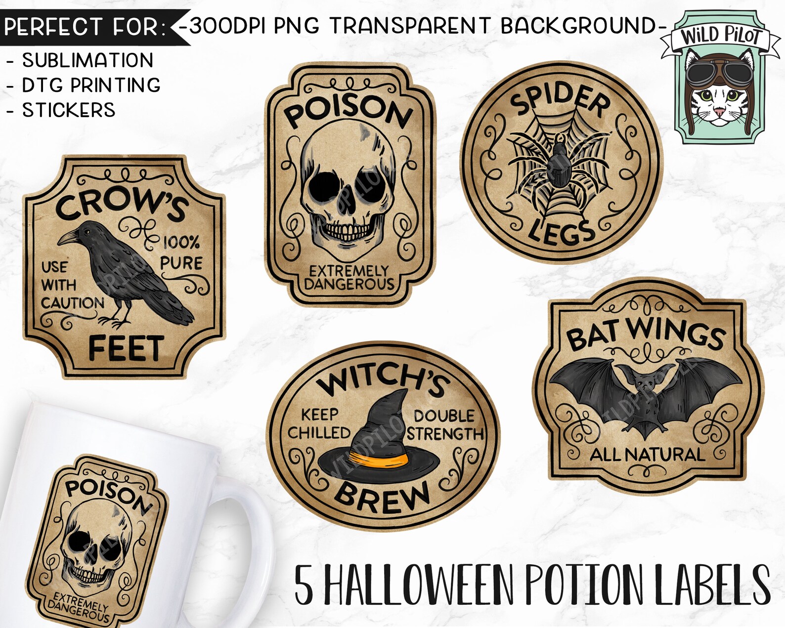 Potion Label Illustrations, Poison Labels Clipart, Halloween ...