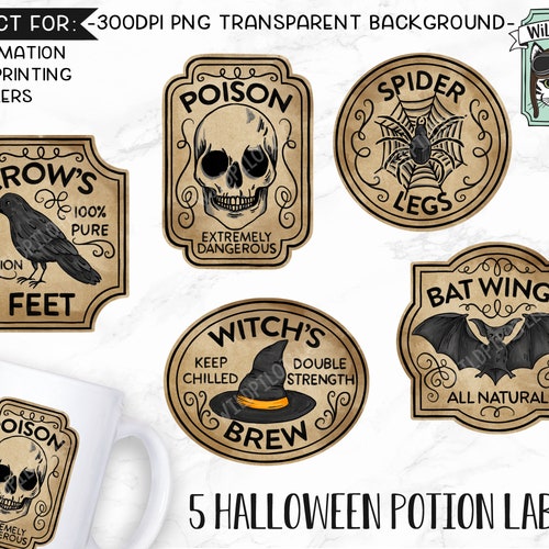 Potion Label Illustrations Poison Labels Clipart Halloween - Etsy