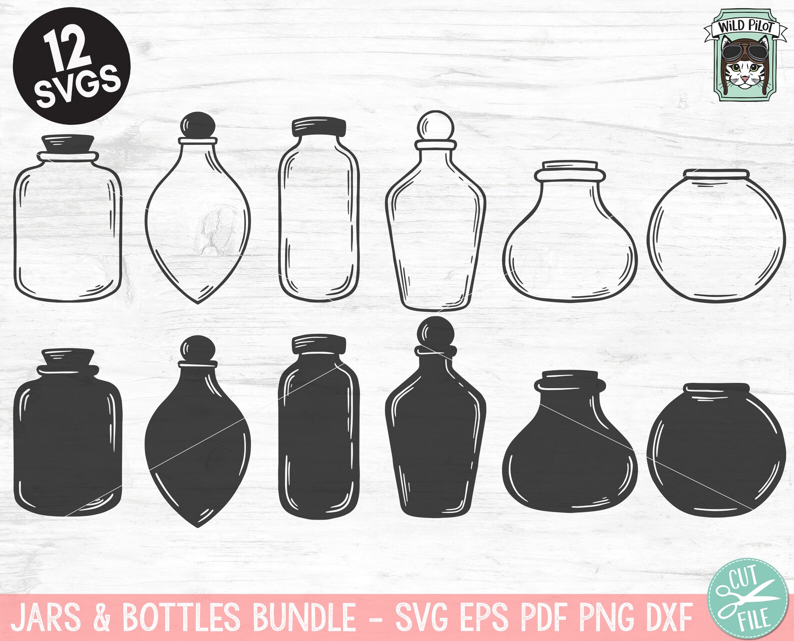 Jars and Bottles SVG File Bundle Mystical Svg Apothecary Cut - Etsy