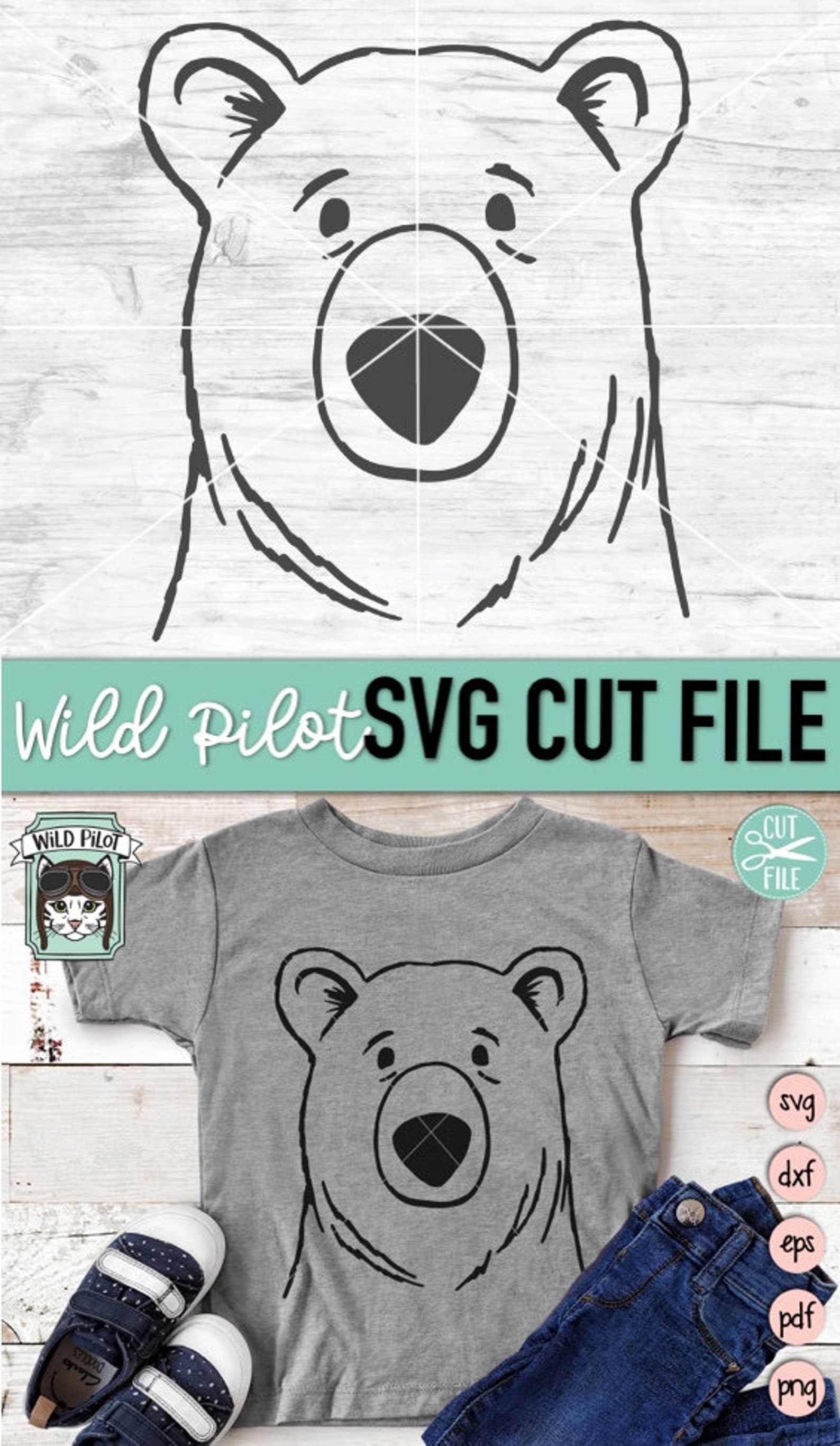 Bear Svg File Bear Cut File Animal Face Cute Bear Svg Bear - Etsy