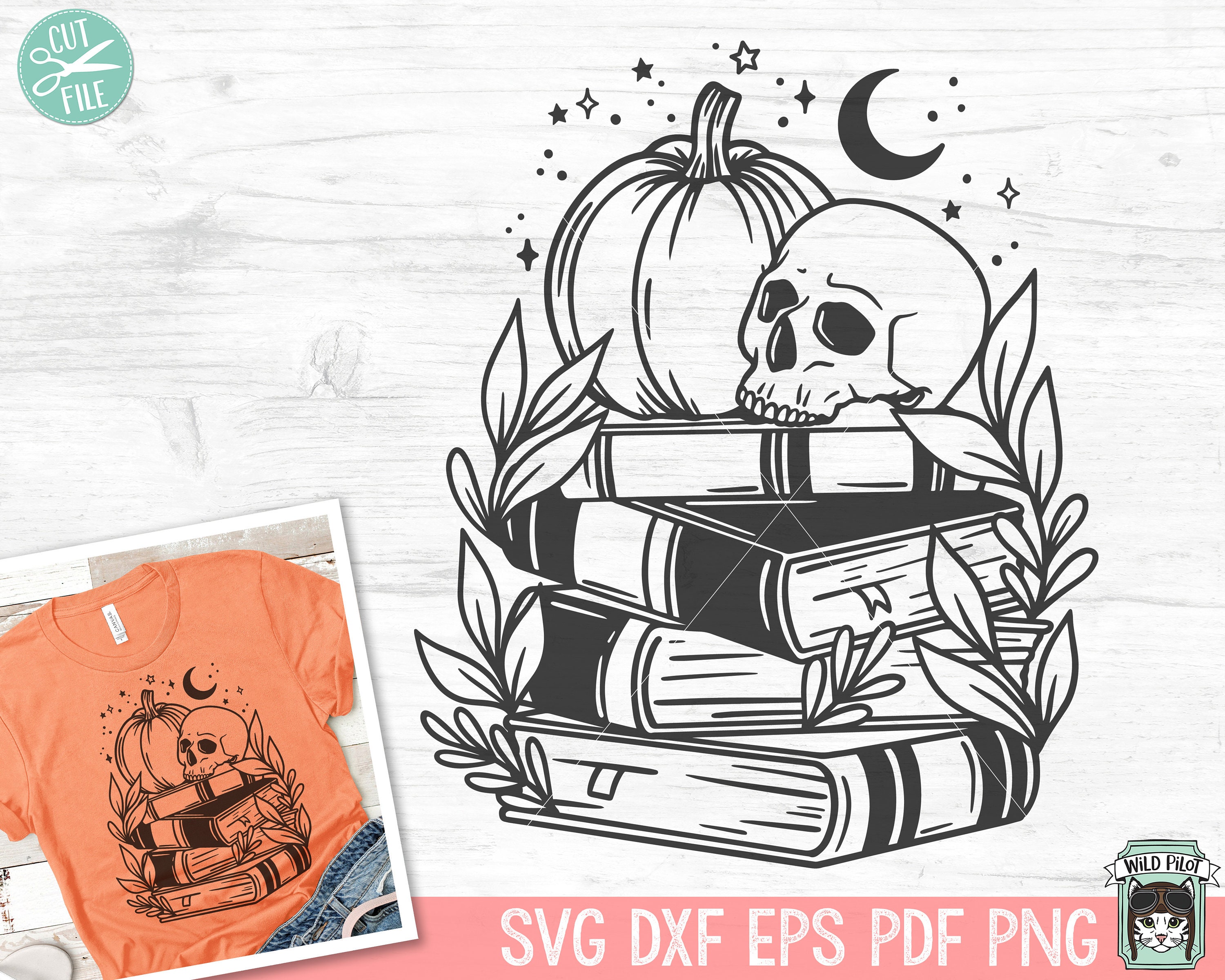 Halloween Book Lover SVG, Skull Pumpkin Book Svg, Reading Svg ...