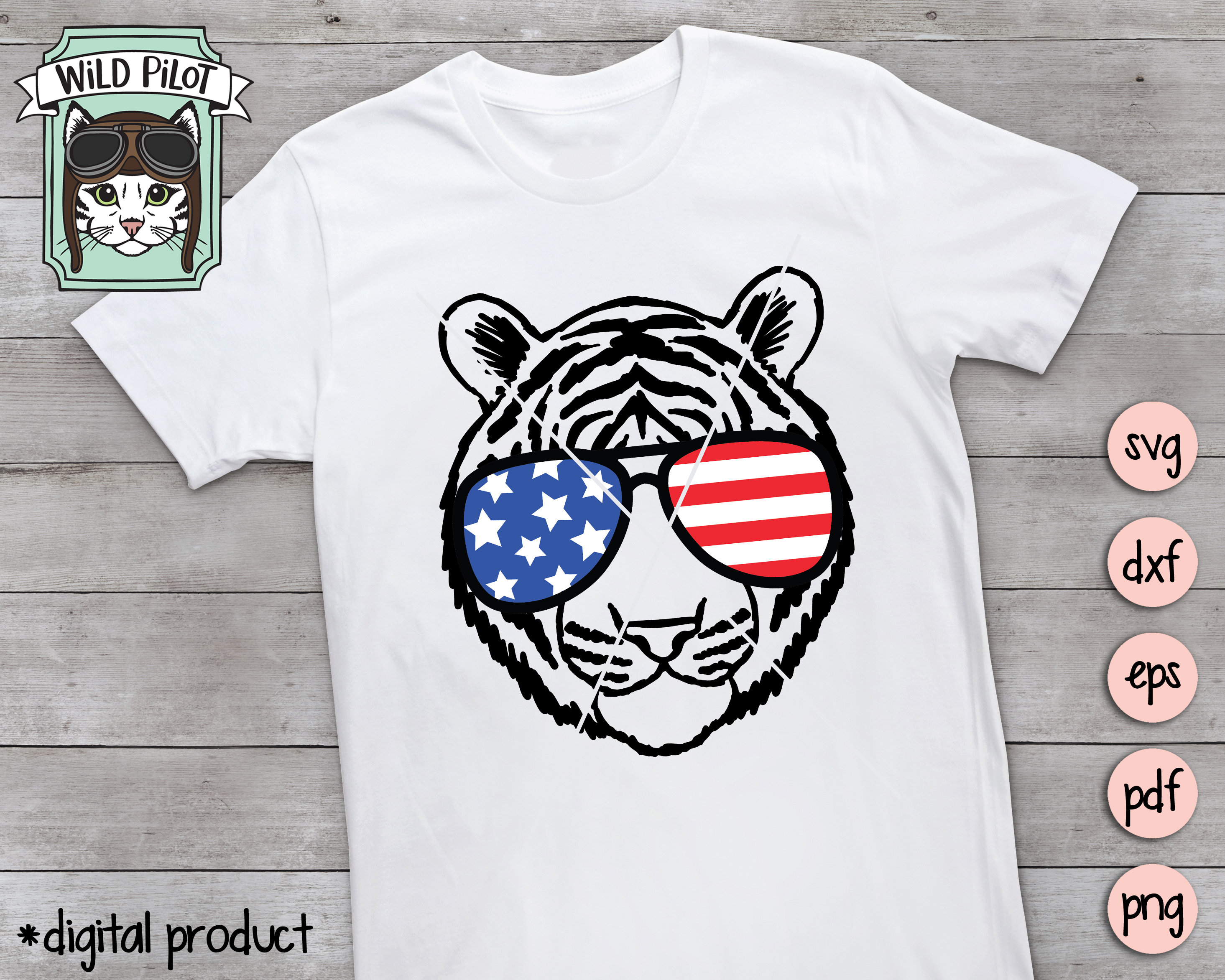 July 4th Tiger SVG, Funny Tiger Svg, Fourth of July Tiger Svg File ...