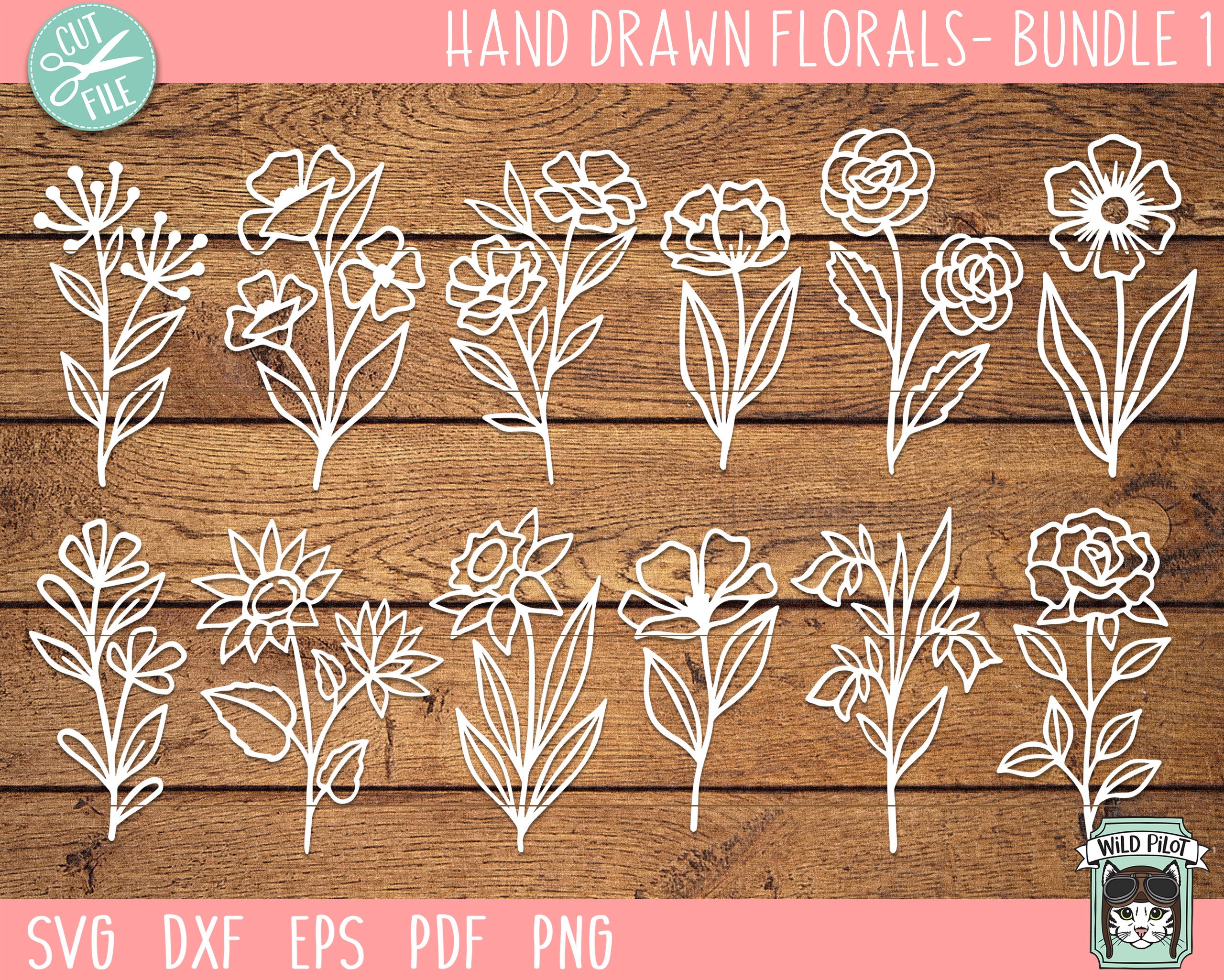 Flower Bundle SVG, Flower Doodles SVG Files, Floral Bundle Svg, Flower ...
