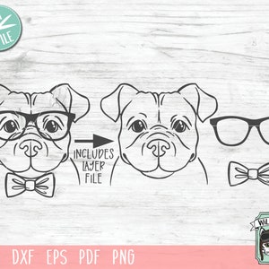 Pitbull Svg File, Dog With Glasses Svg, Dog Cut File, Dog Svg File ...