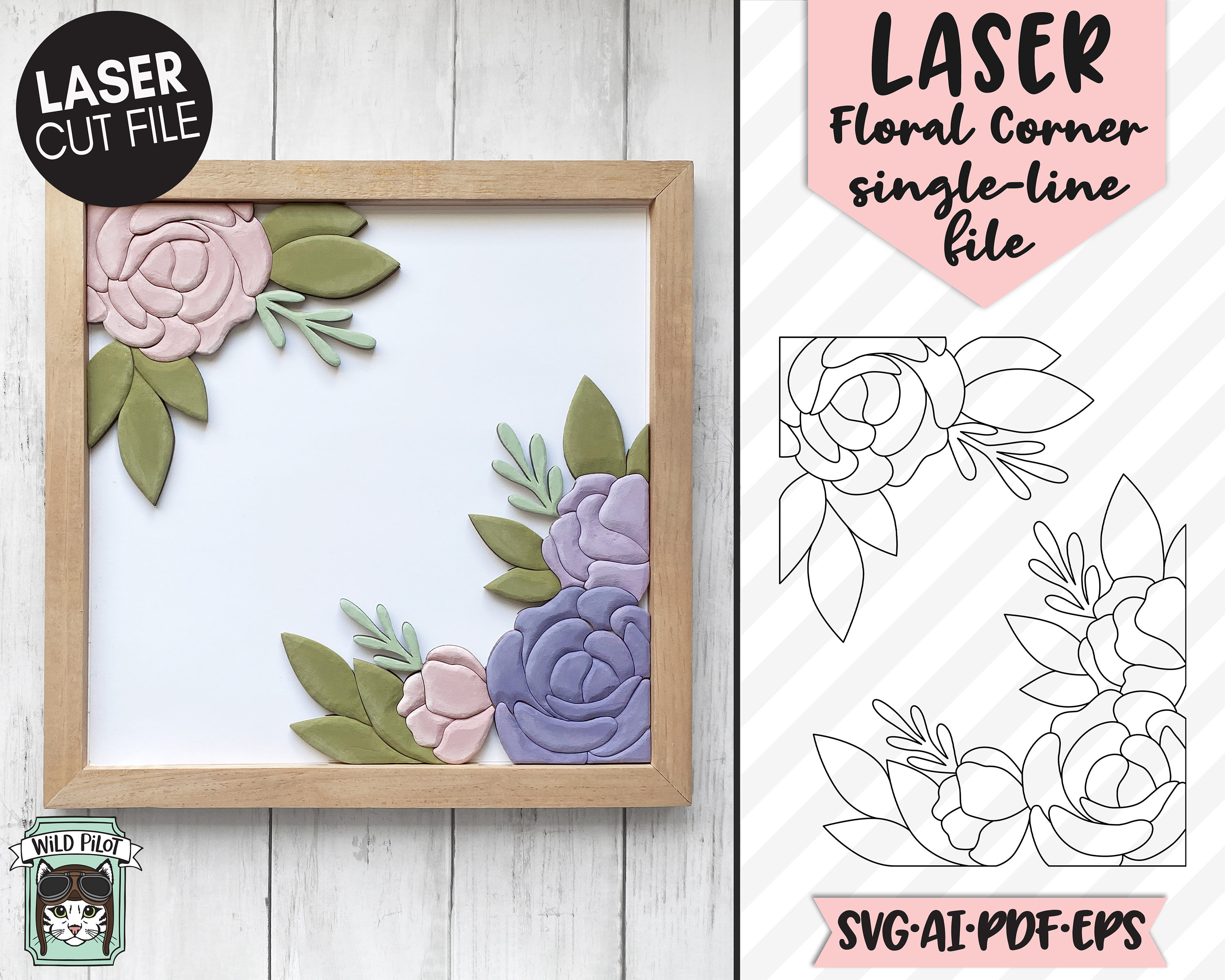 Flower LASER Cut File SVG Floral Corner LASER File Single - Etsy Canada